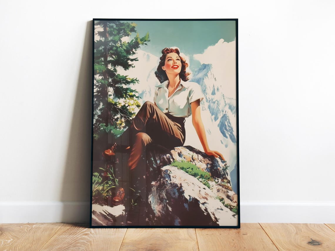 Retro Hiking Poster Print Outdoorsy Wall Art Take A Hike Print Vintage ...
