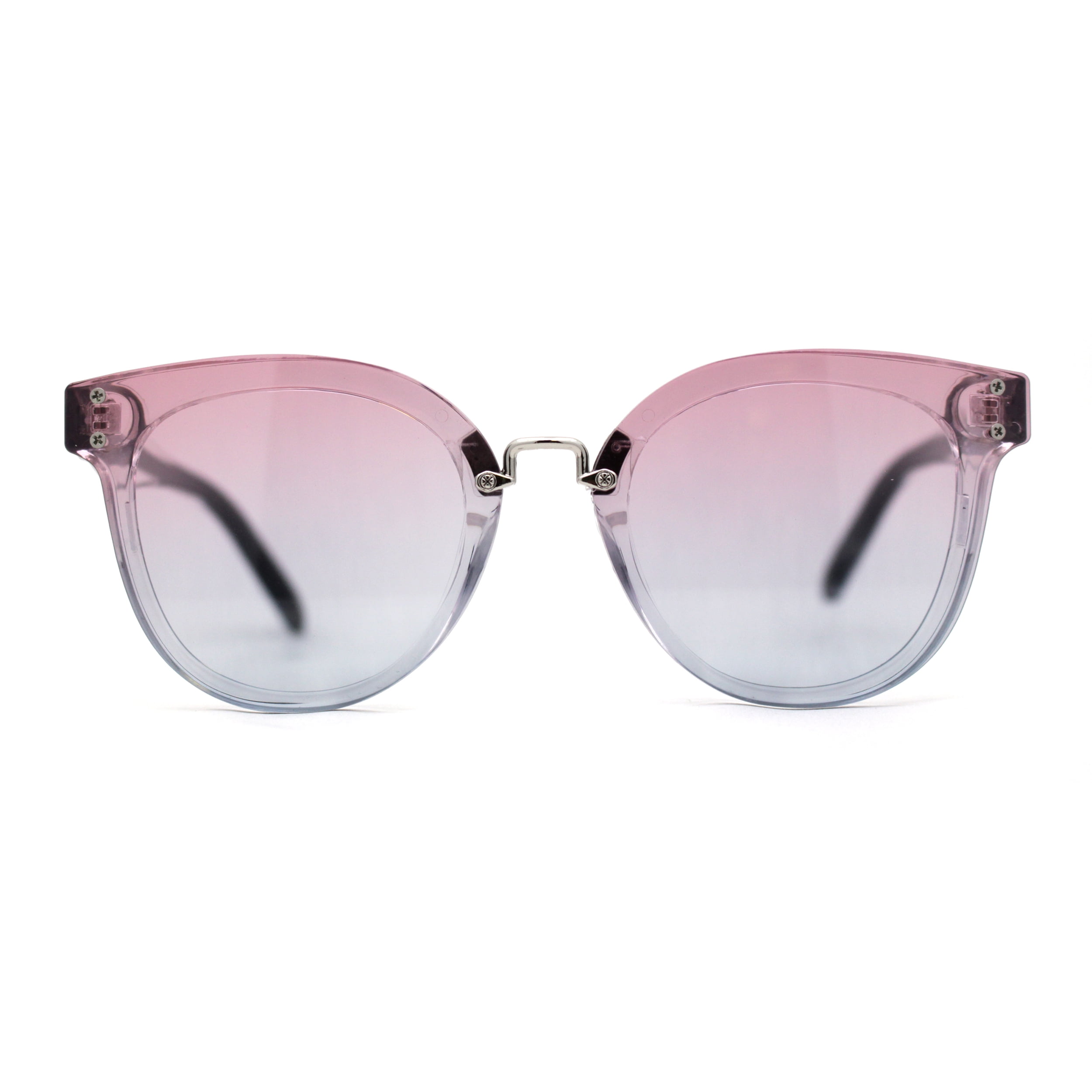 Retro Hipster Horn Rim Rimless Metal Bridge Sunglasses Clear Pink Grey ...
