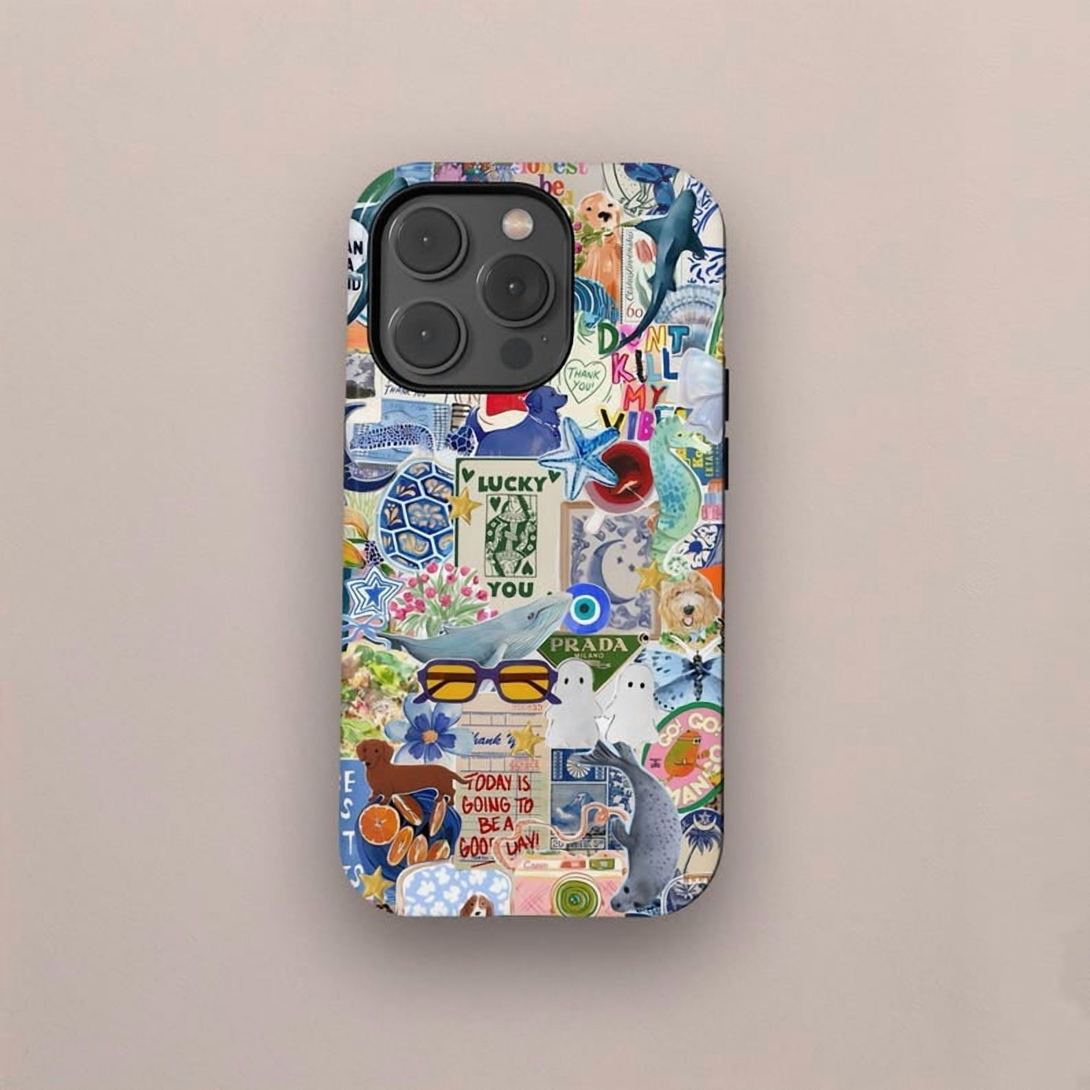 Retro Hipster Summer Collage Phone Case, Vintage City Girl Aesthetic ...