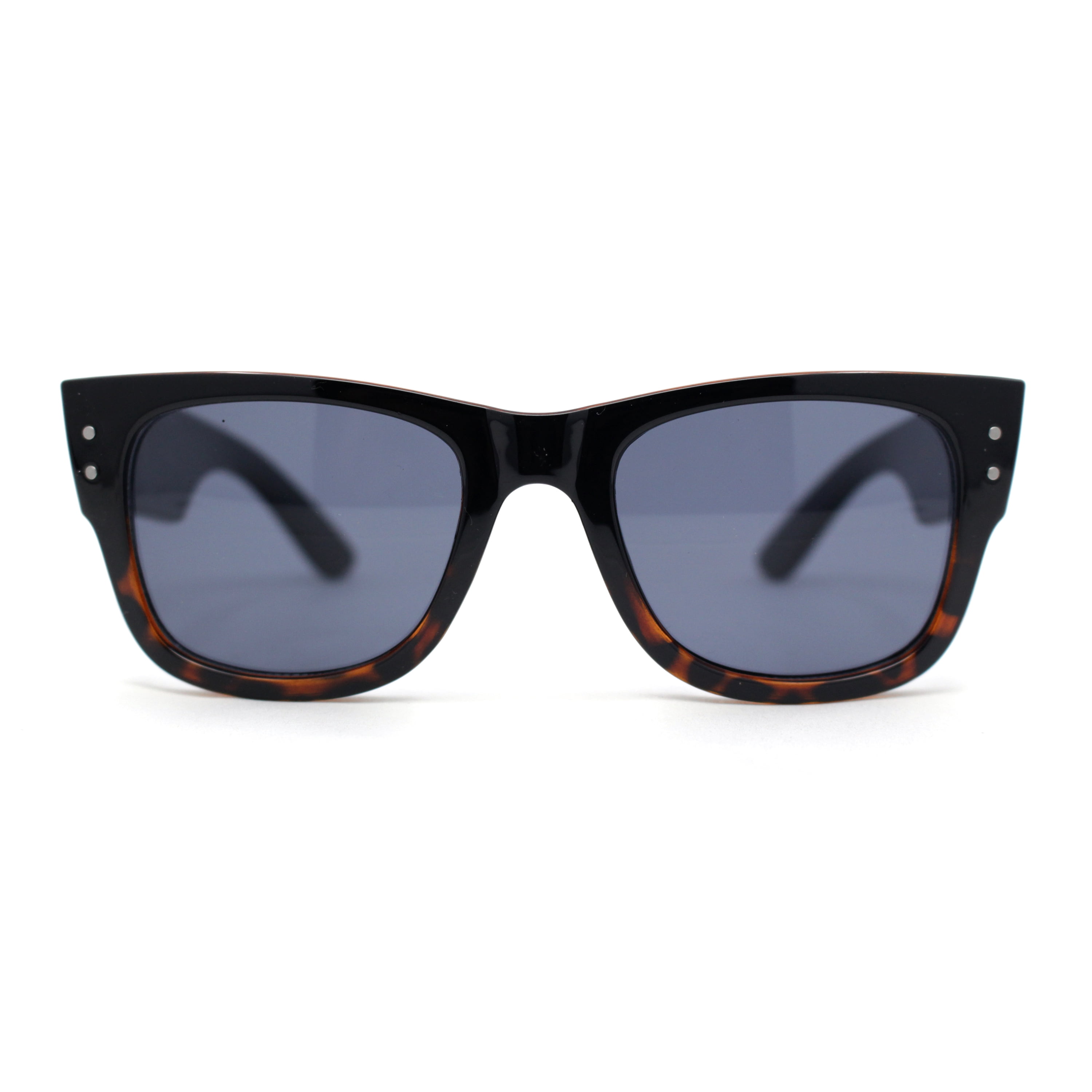 Retro Hipster Thick High Temple Horn Rim Rectangle Sunglasses Black ...