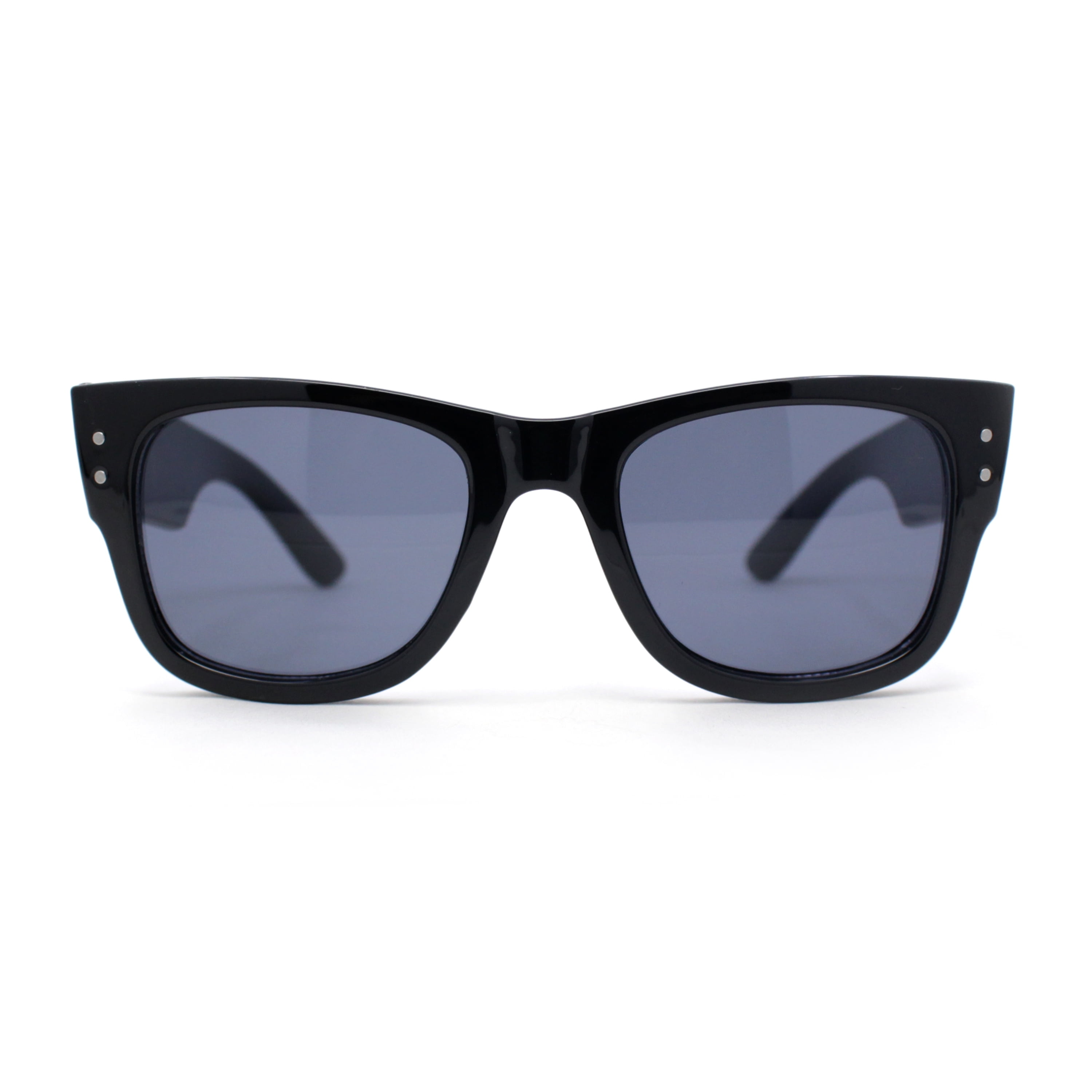 Retro Hipster Thick High Temple Horn Rim Rectangle Sunglasses Shiny ...