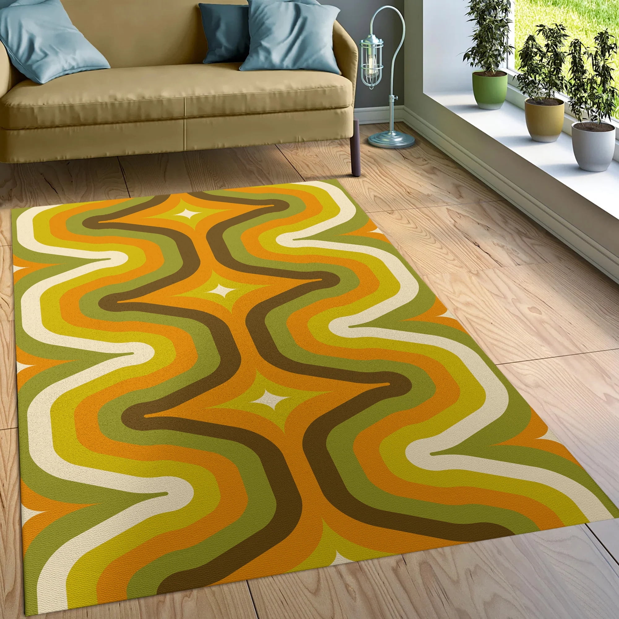 Retro Home r Rug 70S Aesthetic Carpet Abstract Art Bedroom Rug Balcony ...