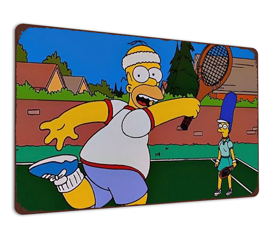 Retro Homer Playing Tennis Metal Tin Sign Homer The Vigilante The ...