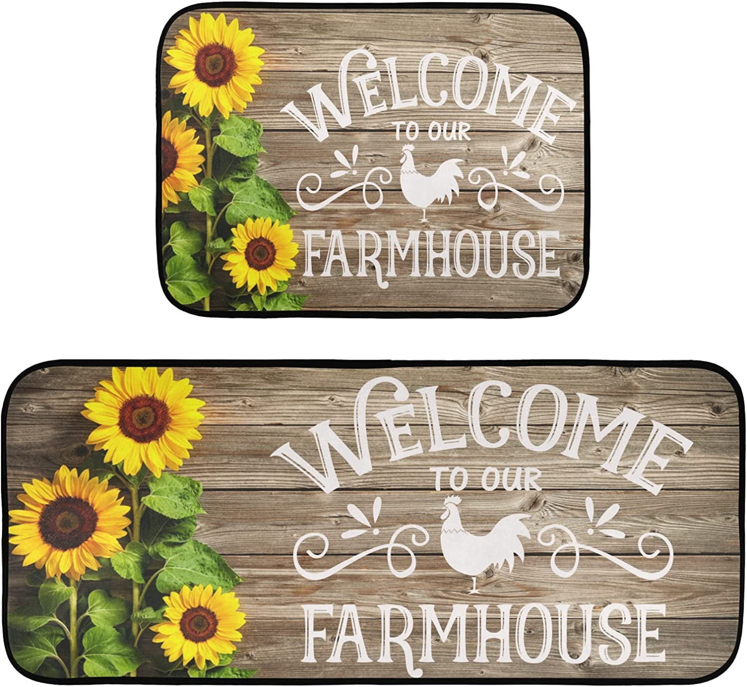 Retro Honey Bees Wildflowers Kitchen Mat Set of 2 Anti-Fatigue Kitchen ...