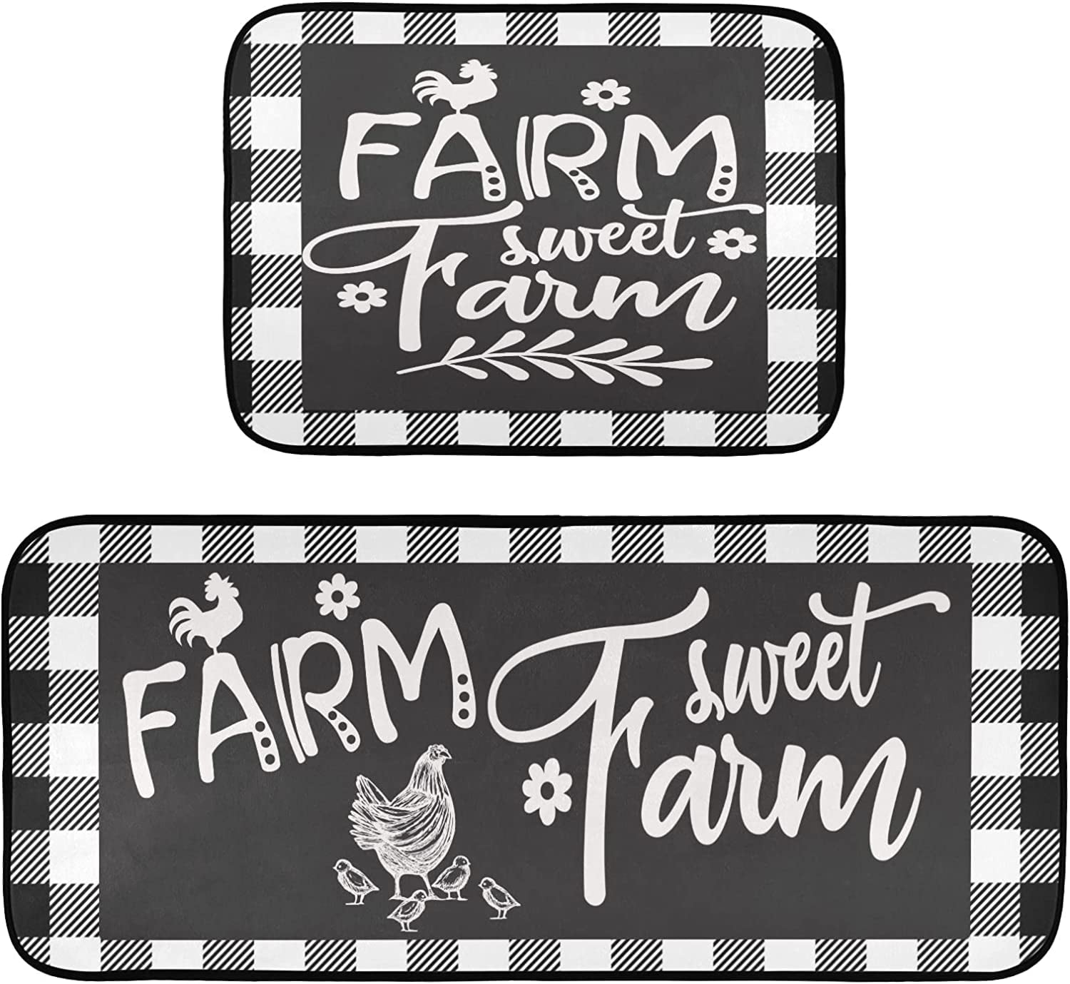 Retro Honey Bees Wildflowers Kitchen Mat Set of 2 Anti-Fatigue Kitchen ...