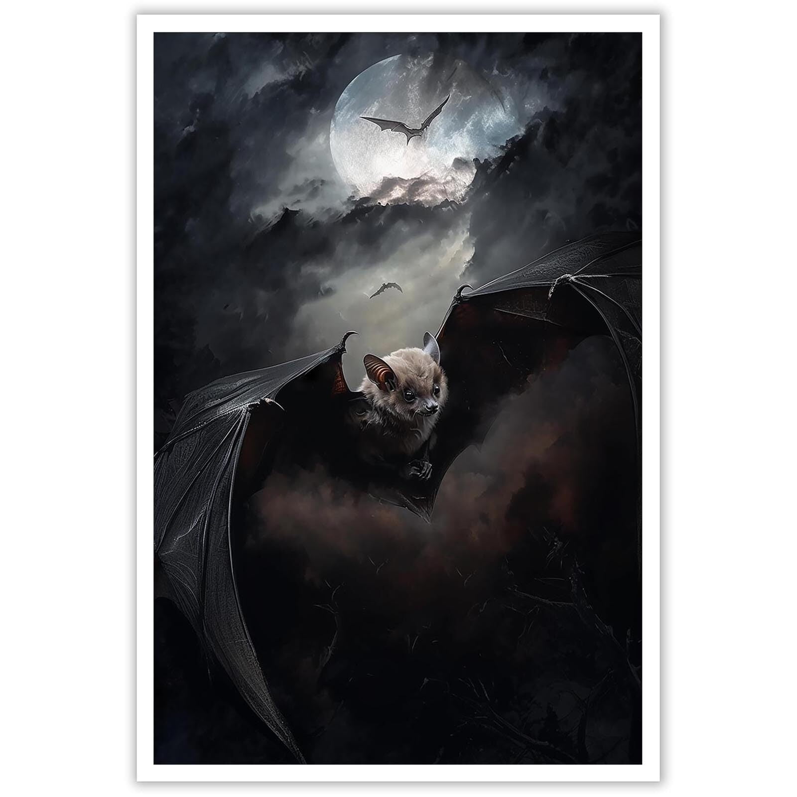 Retro Horror Bat Posters Gothic Dark Academia Wall Art Bat Nocturnal ...