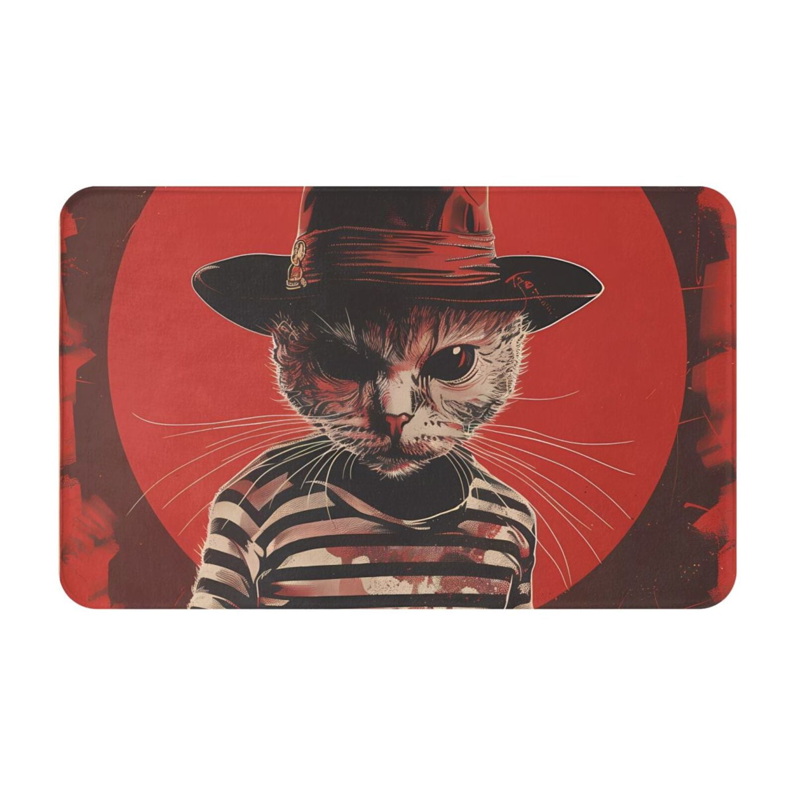 Retro Horror Cat Portrait Front Door Mat Indoor Entrance, 31.5x20 Non ...