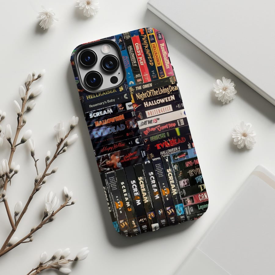 Retro Horror Movie VHS Tape Phone Case for Halloween with iPhone 17 to ...