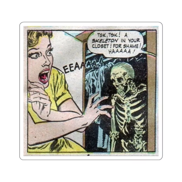 Retro Horror Pulp Magazine Pages Skeleton In Closet Vinyl Stickers ...