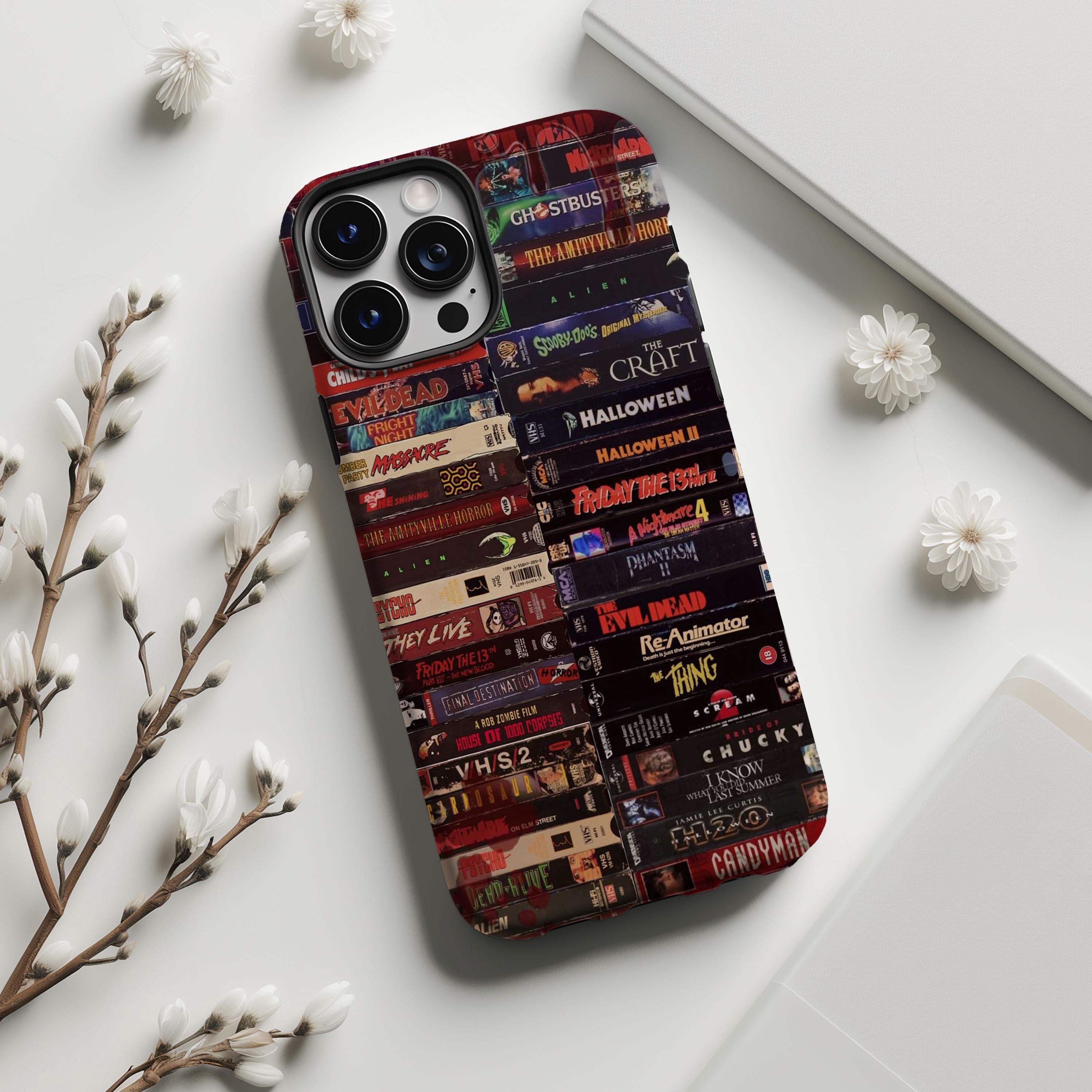 Retro Horror VHS Phone Case with Classic Scary Film Art 17 11 12 13 14 ...