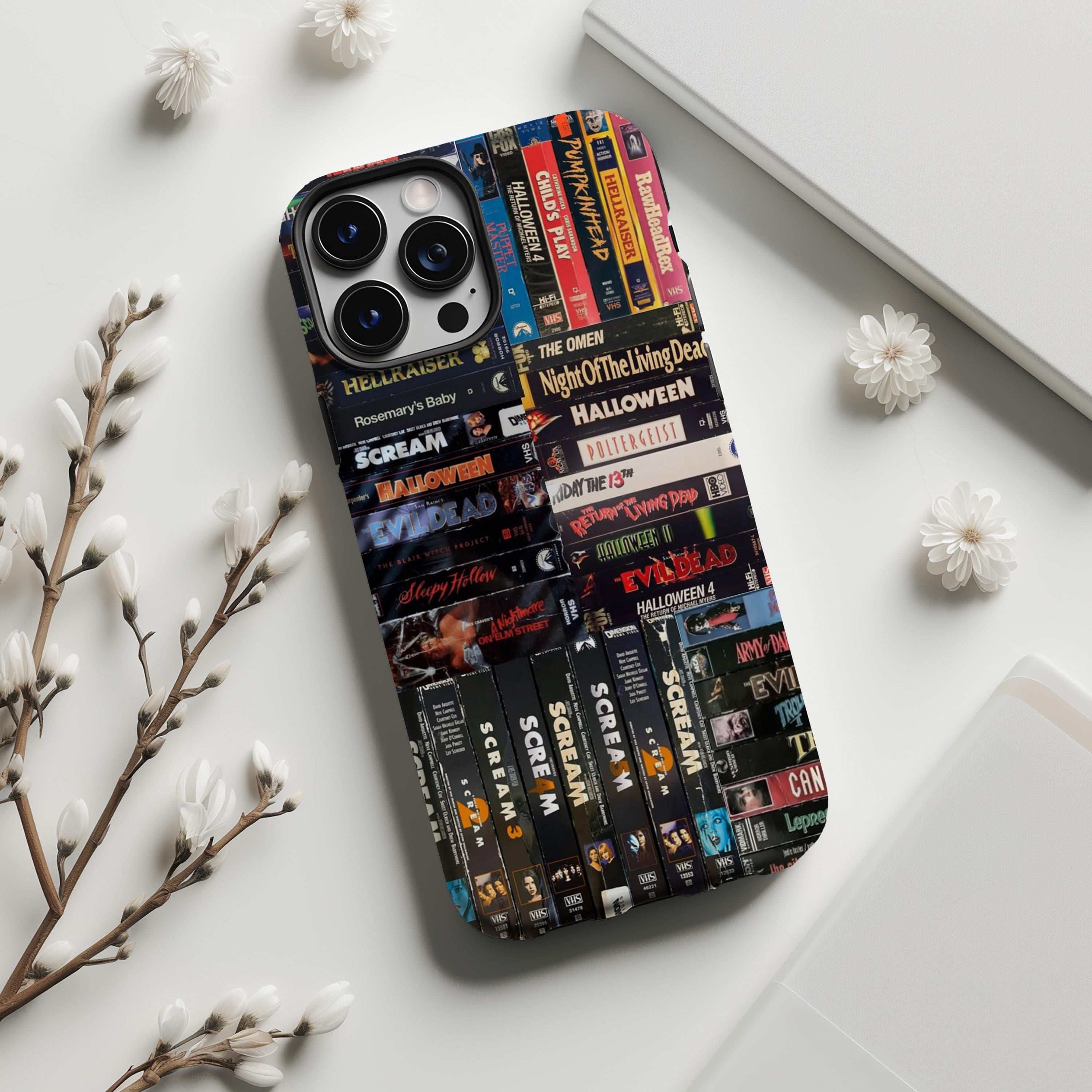 Retro Horror VHS Phone Case with Classic Scary Film Art 17 to 11 Pro ...
