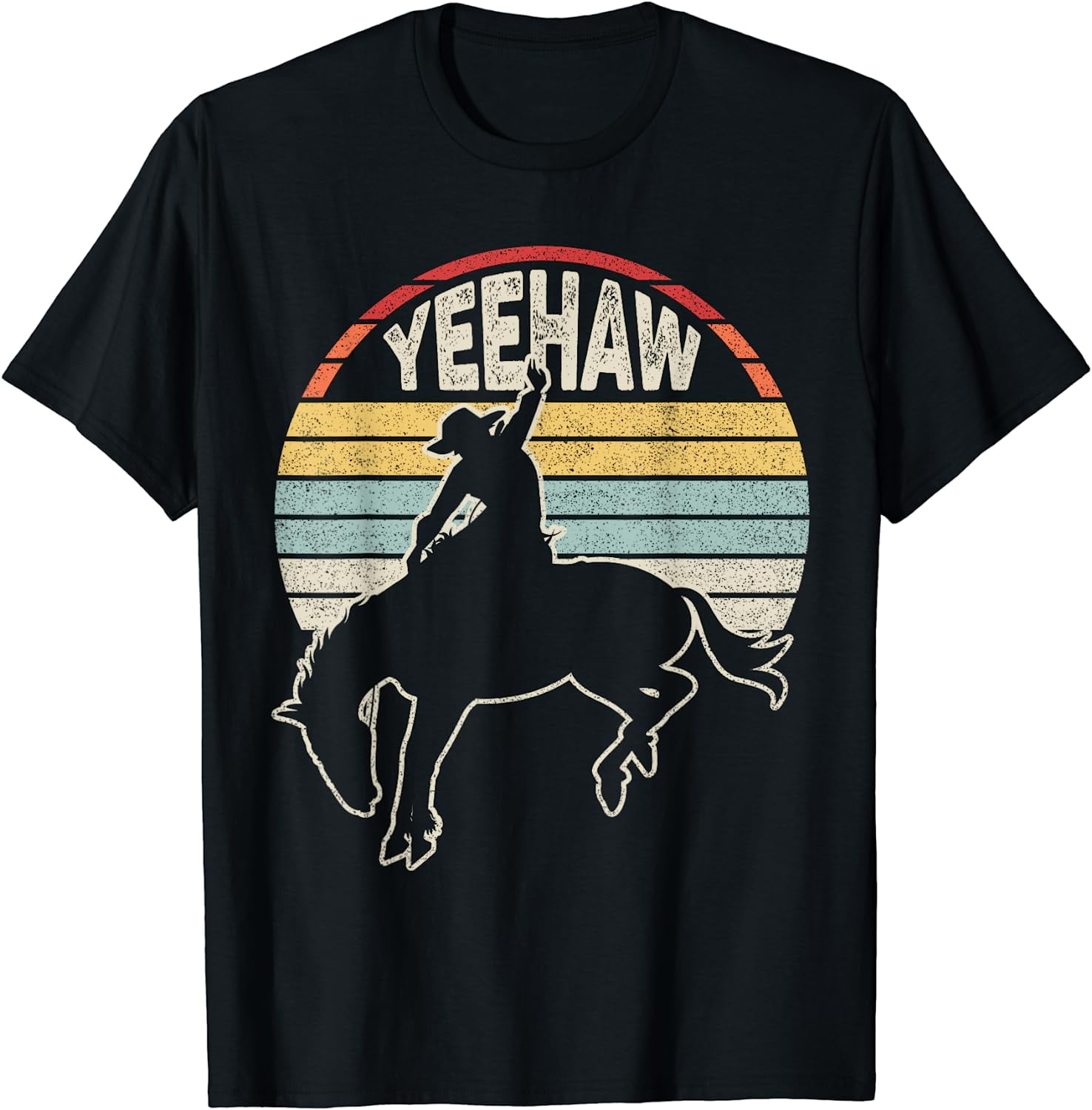 Retro Horse Riding Yeehaw Rodeo Cowboy Western Country T-Shirt ...