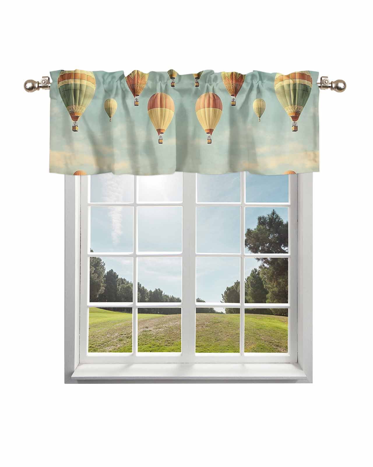 Retro Hot Air Balloon Curtain Valance for Windows/Living Room/Kitchen ...