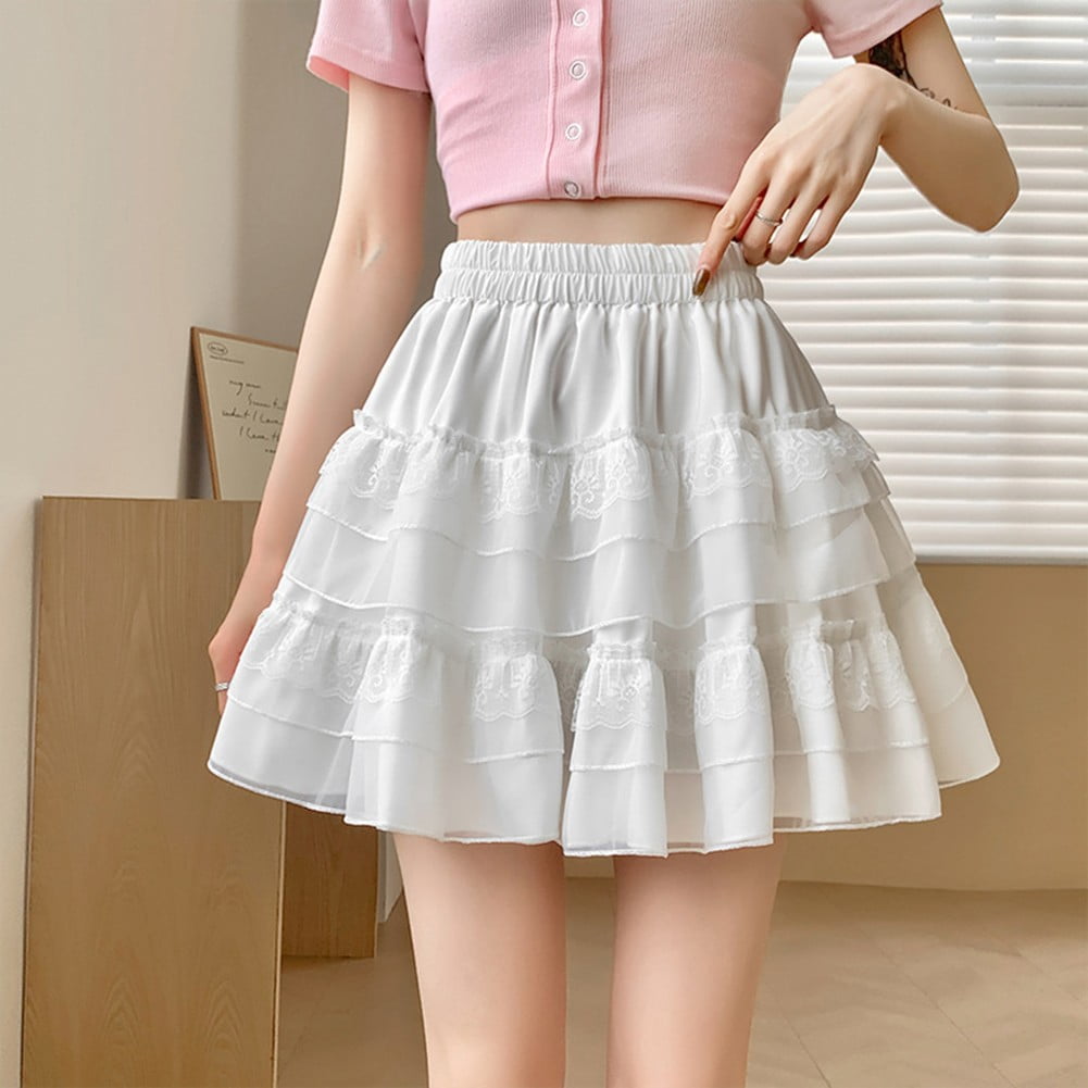 Retro Hot Girl Women Lace Cake Skirt Sexy High Waist Temperament Skirt ...