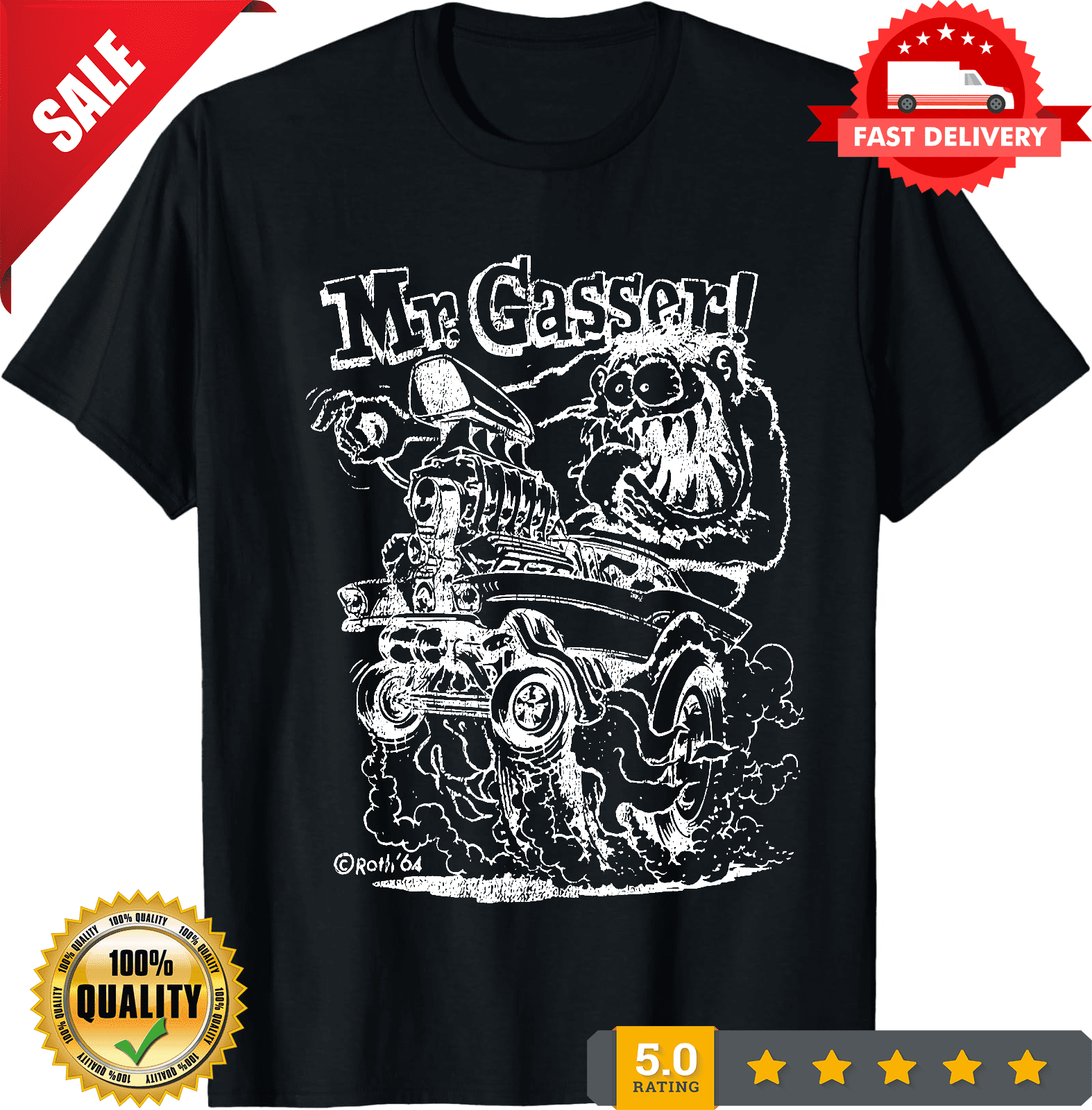 Retro Hot Rod Tee T Shirt Art Ed Big Daddy Roth Monster Mr Gasser ...