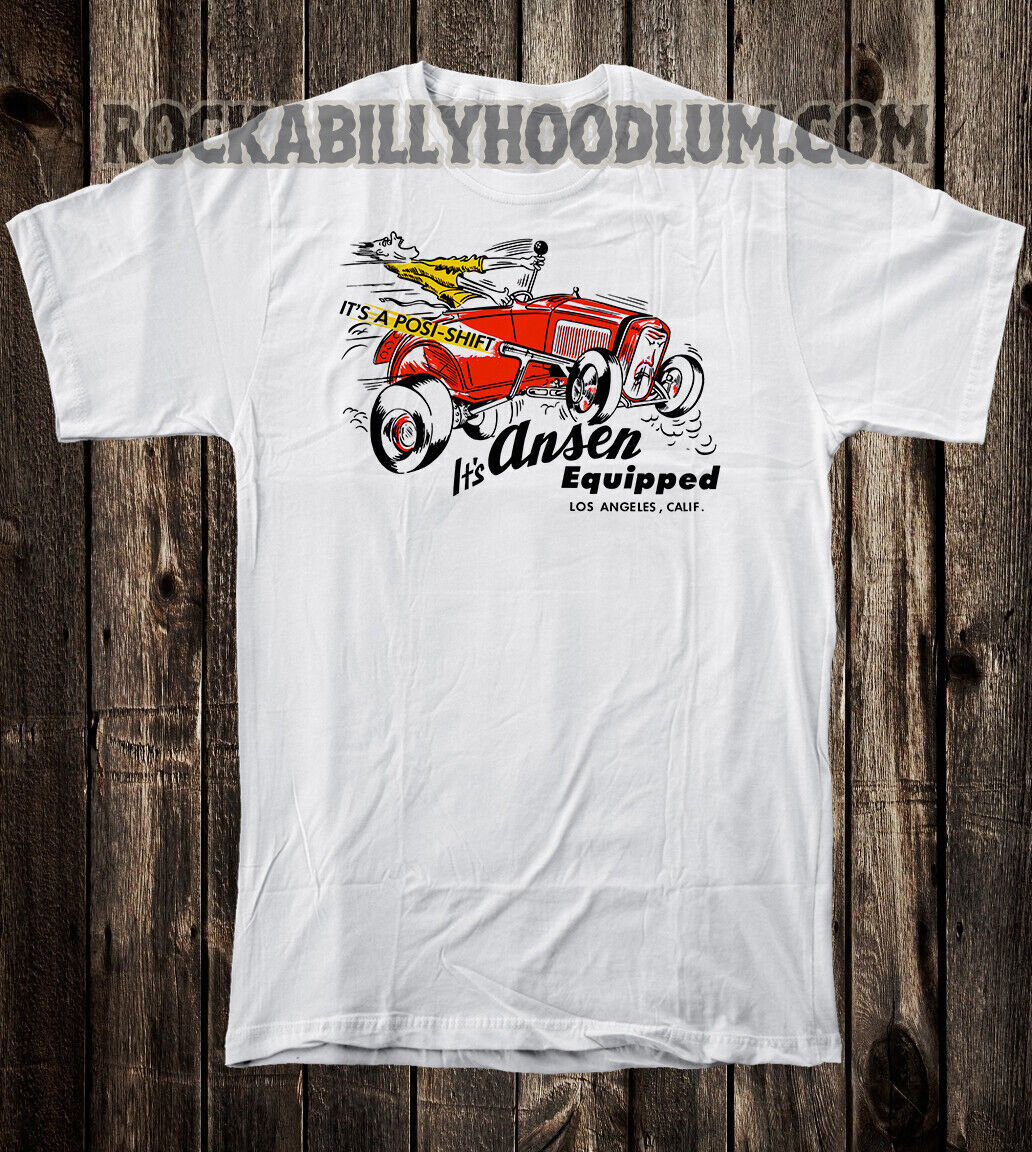 Retro Hot Rod Tee T Shirt Drag Race Speed Shop Ansen Equipped Posi ...
