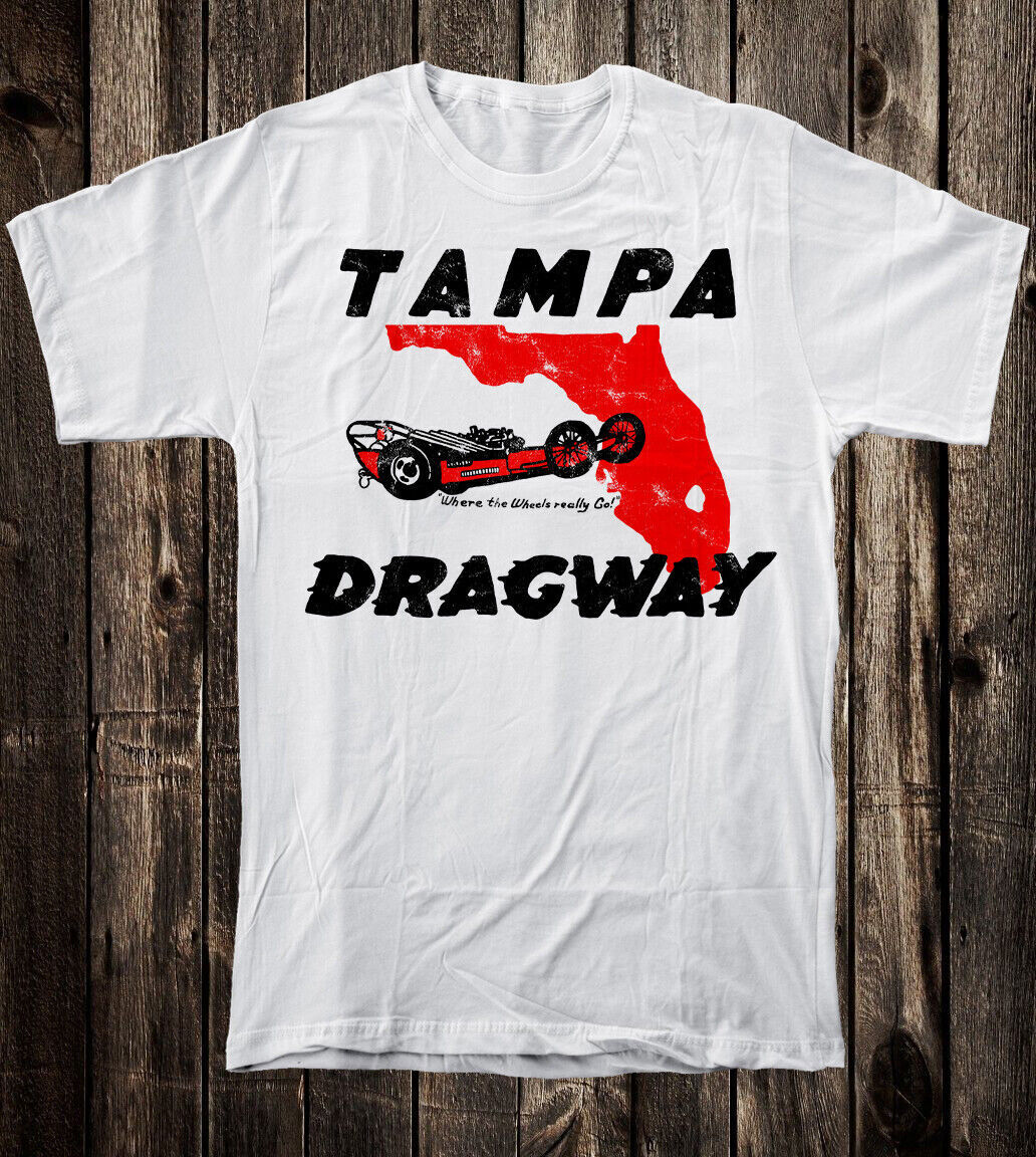 Retro Hot Rod Tee T Shirt Vintage Art Tampa Dragway Florida Drag Race ...