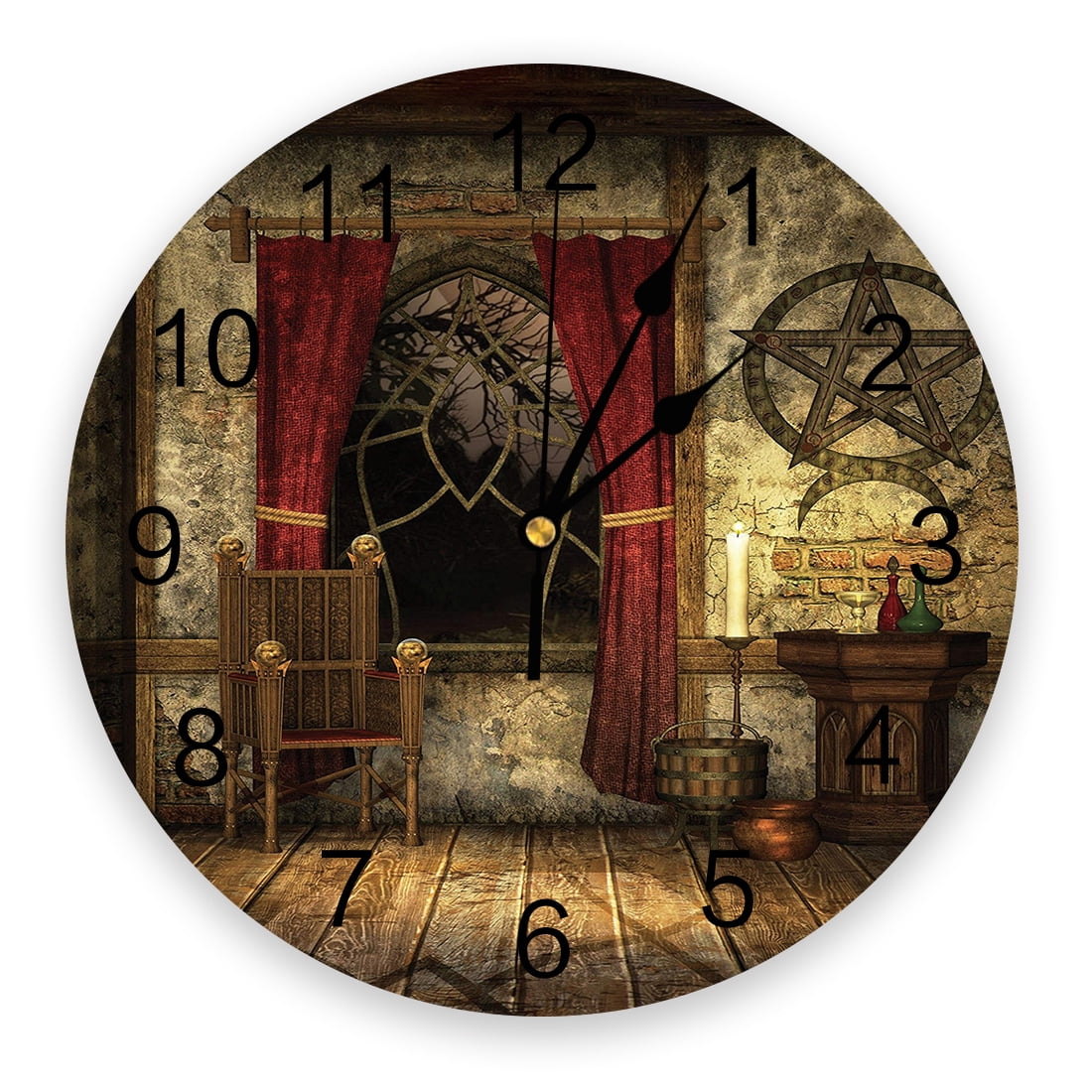 Retro House Mysterious Witch Magic Array Wall Clocks Silent Home Cafe ...