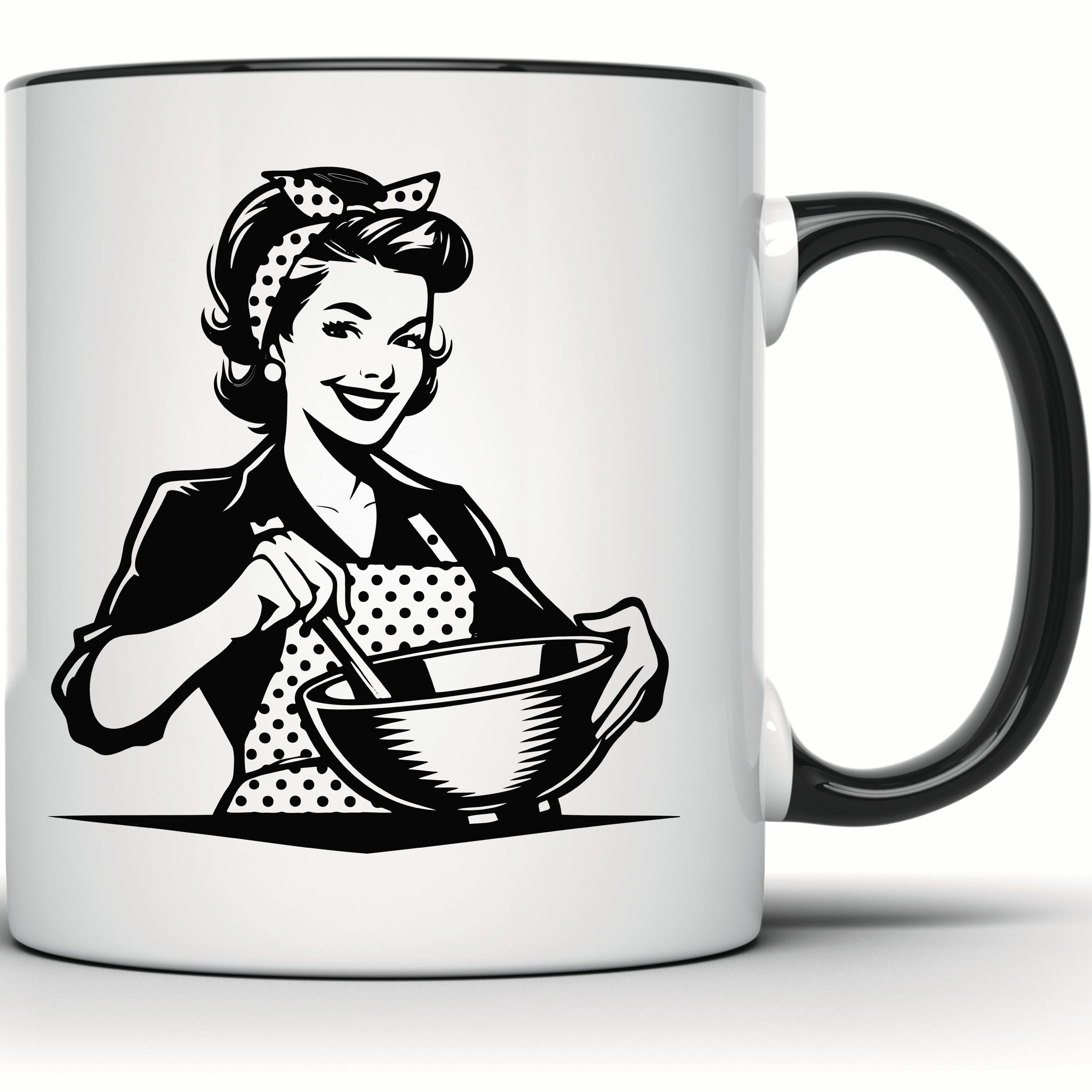 Retro Housewife Mug - 1950s Baker Kitchen Decor - Vintage Pinup Girl ...