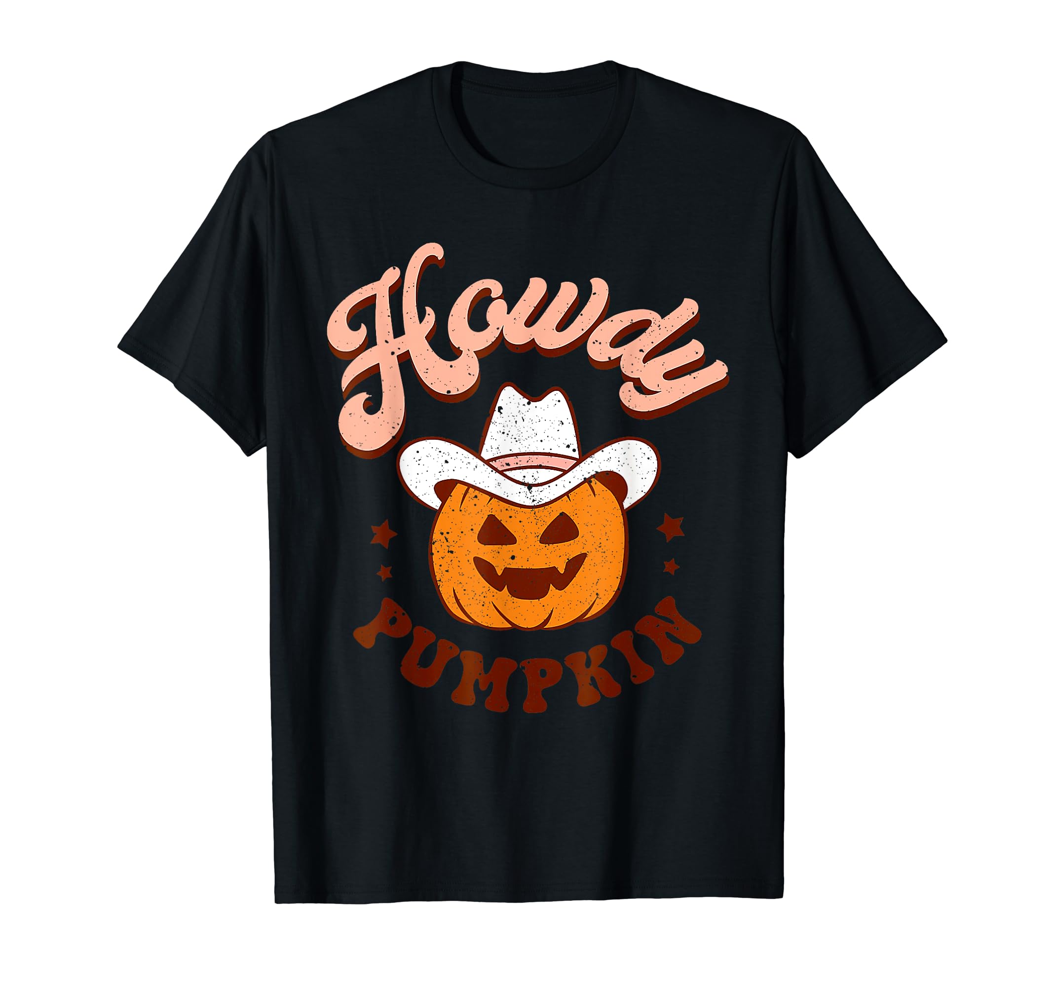 Retro Howdy Pumpkin Fall Autumn Western Halloween Costume T-Shirt Black ...