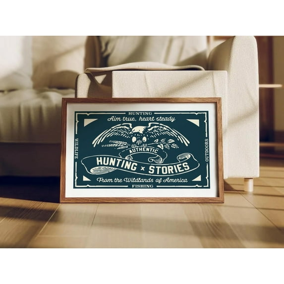 Retro Hunting Stories Cabin Wall Art, Stretched Canvas Size 12x18 ...