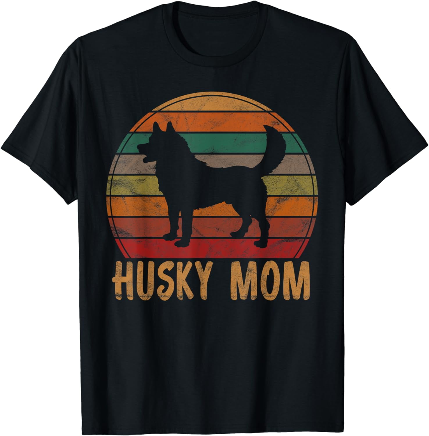 Retro Husky Mom Gift Dog Mother Pet Siberian Huskies Mama Cotton T ...