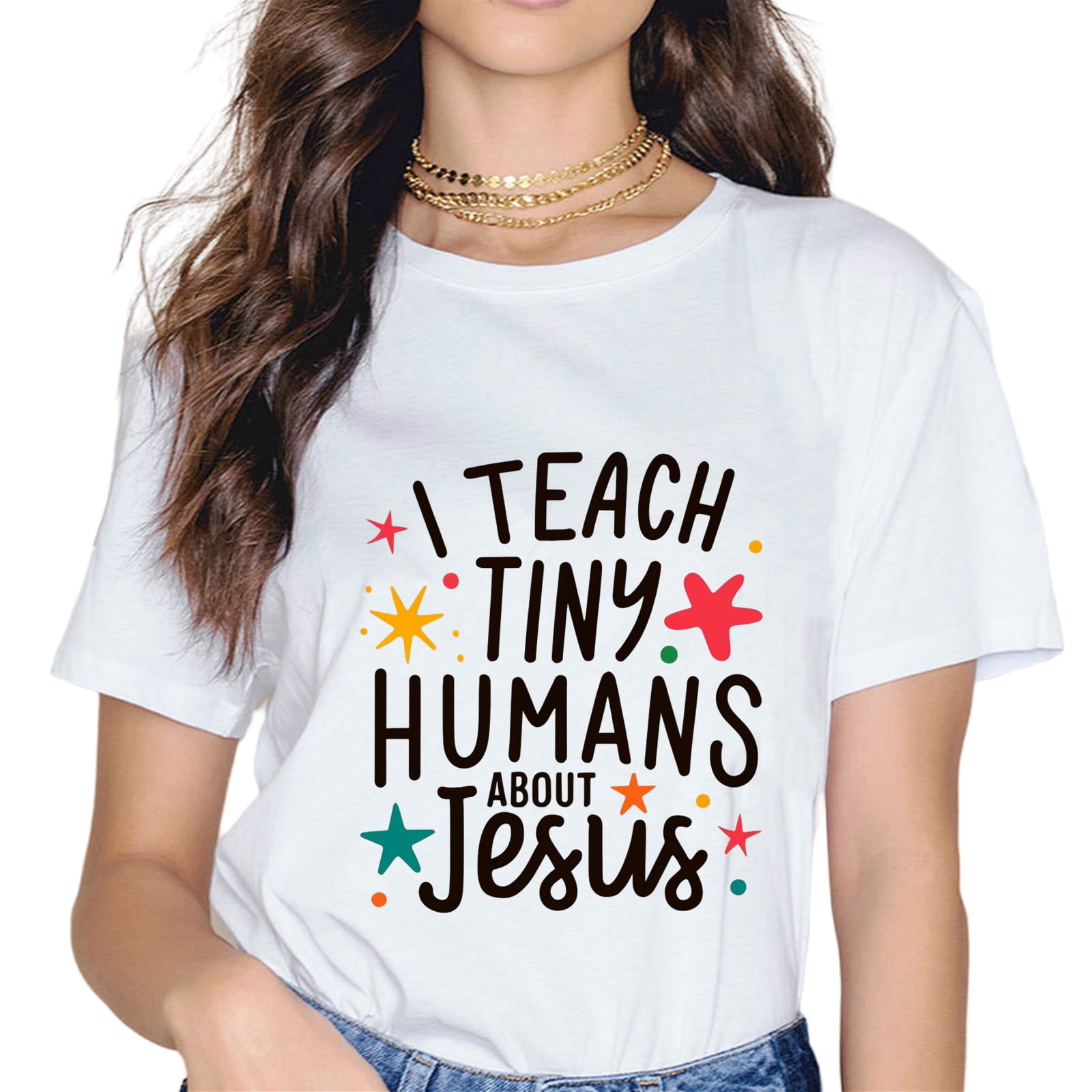 Retro I Teach Tiny Humans About Jesus Christian Teacher T-Shirt ...