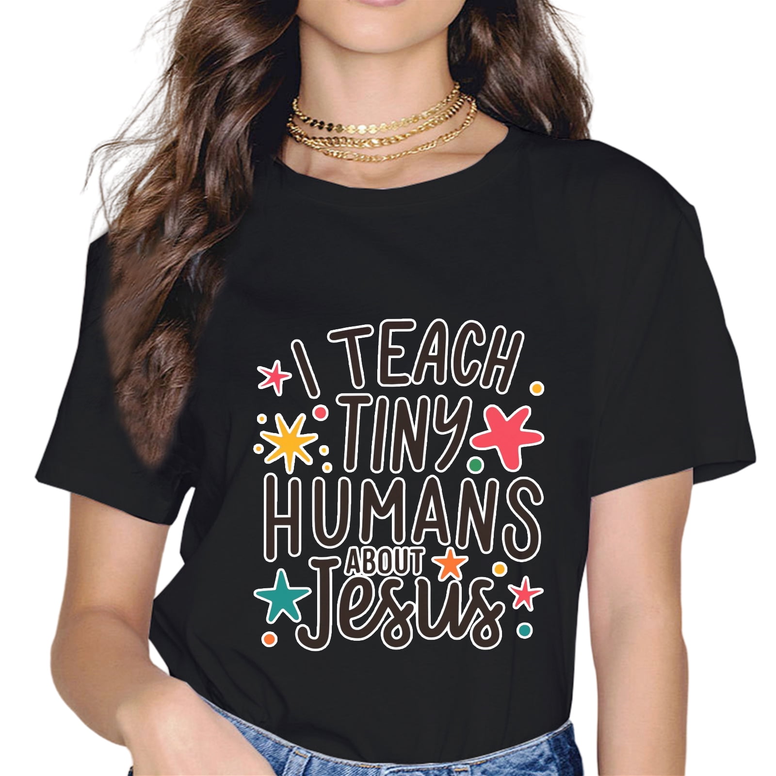 Retro I Teach Tiny Humans About Jesus Christian Teacher T-Shirt ...