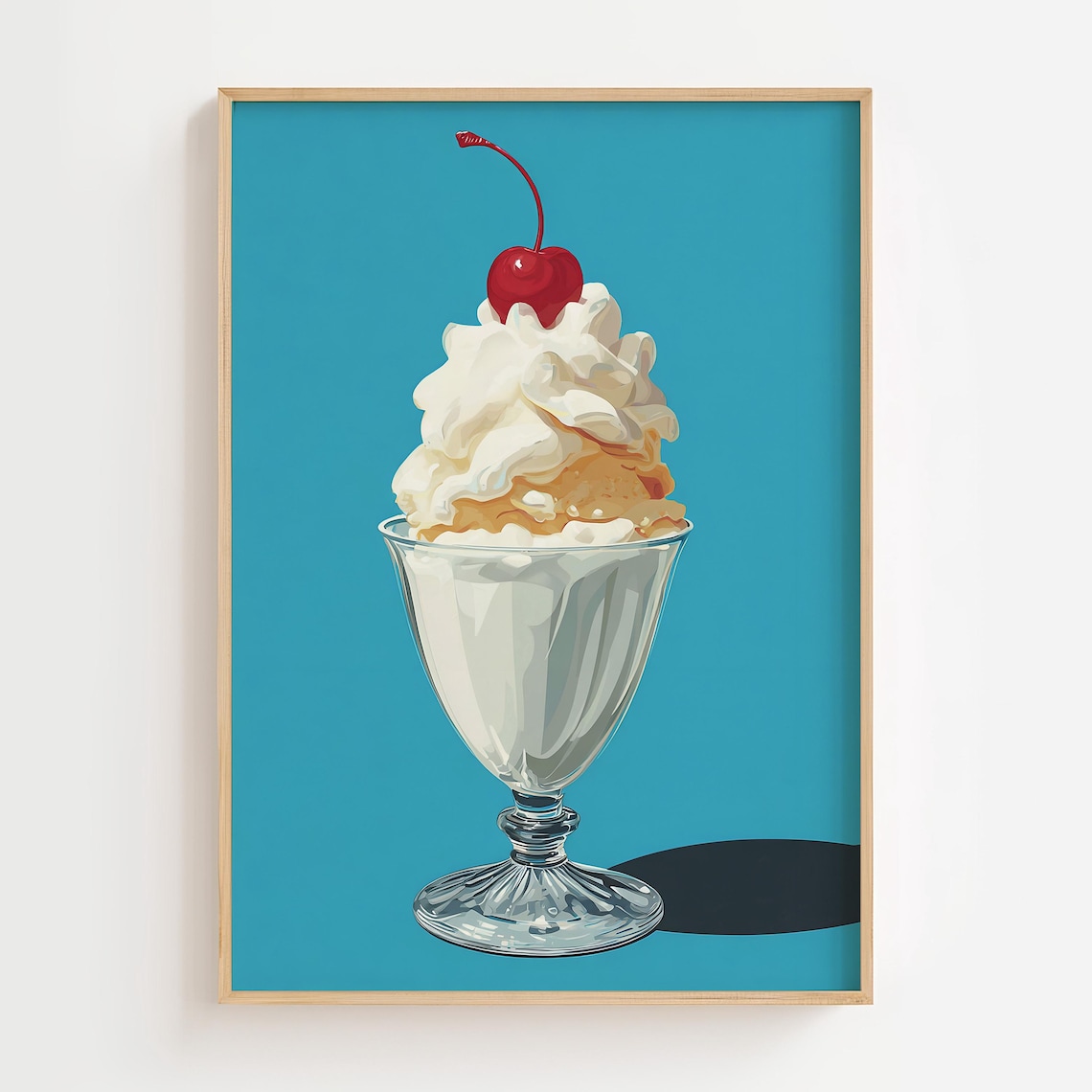 Retro Ice Cream Sundae Wall Art, Pop Art Dessert Print, Vintage Diner ...
