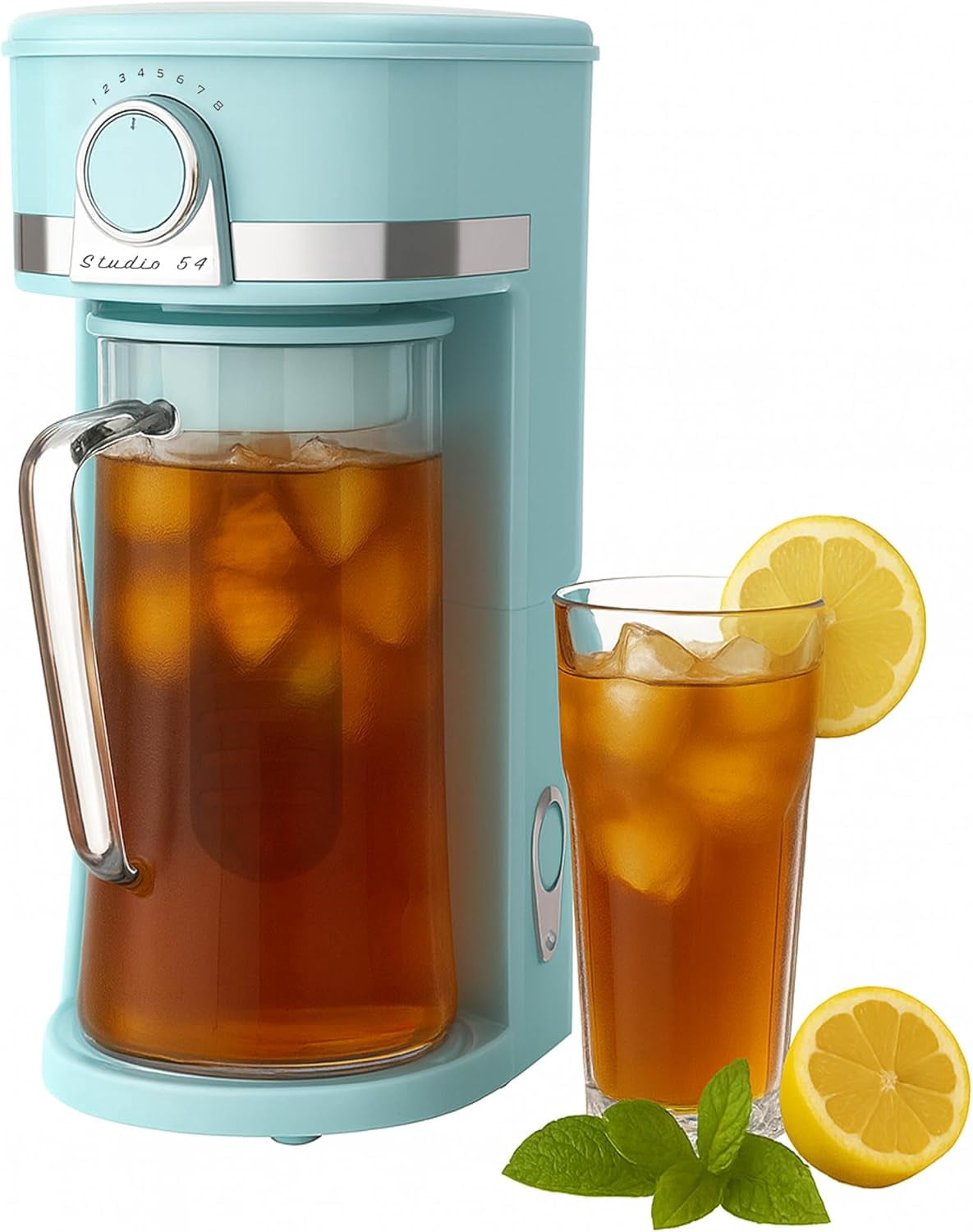 Retro Iced Tea Maker with Infuser, 3QT Glass Pitcher Electric Tea and ...