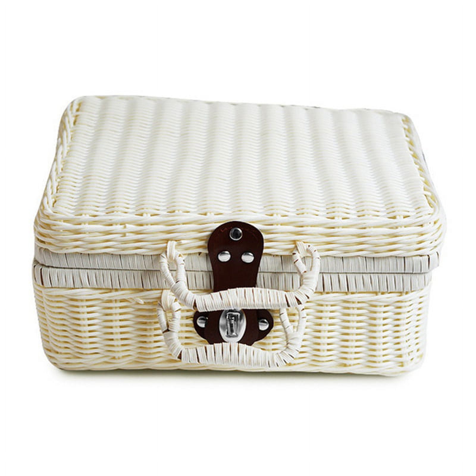 Retro Imitation Rattan Picnic Basket Woven Suitcase Hand Woven ...