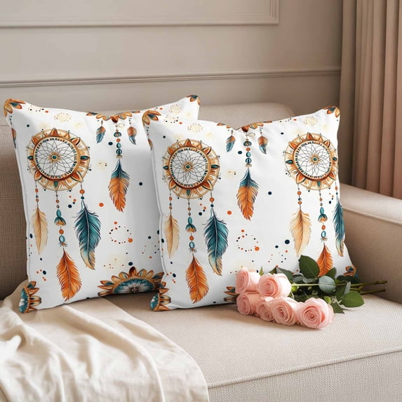 Retro Indian Totem Waterproof Throw Pillow Covers Set of 2 Abstract ...