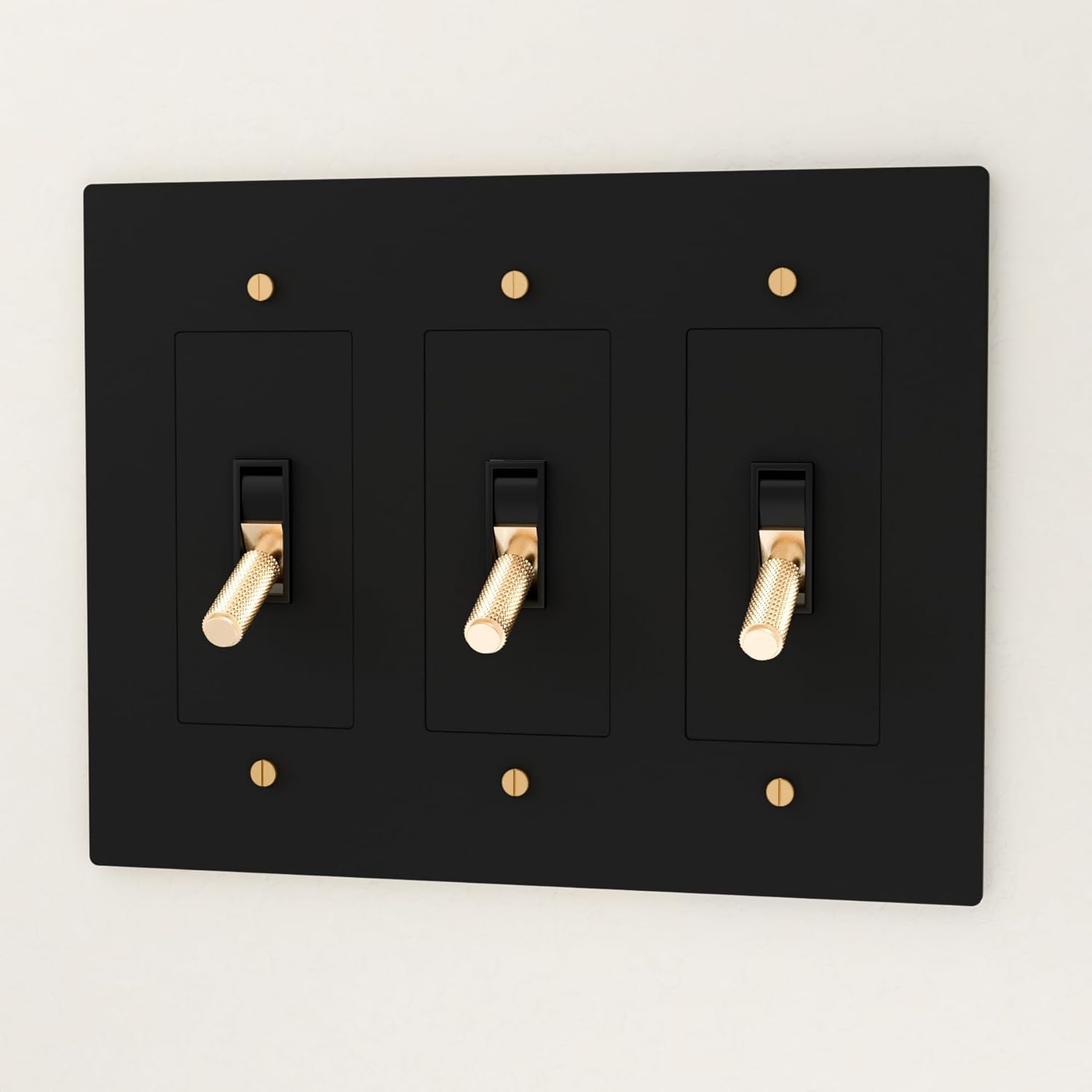 Retro Industrial Light Switch - Brass Toggle Lever –Night Black with ...