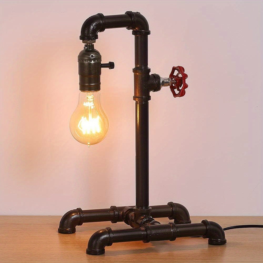 Retro Industrial Steam Punk Table Lamp - Rustic Bronze Metal Uplight ...