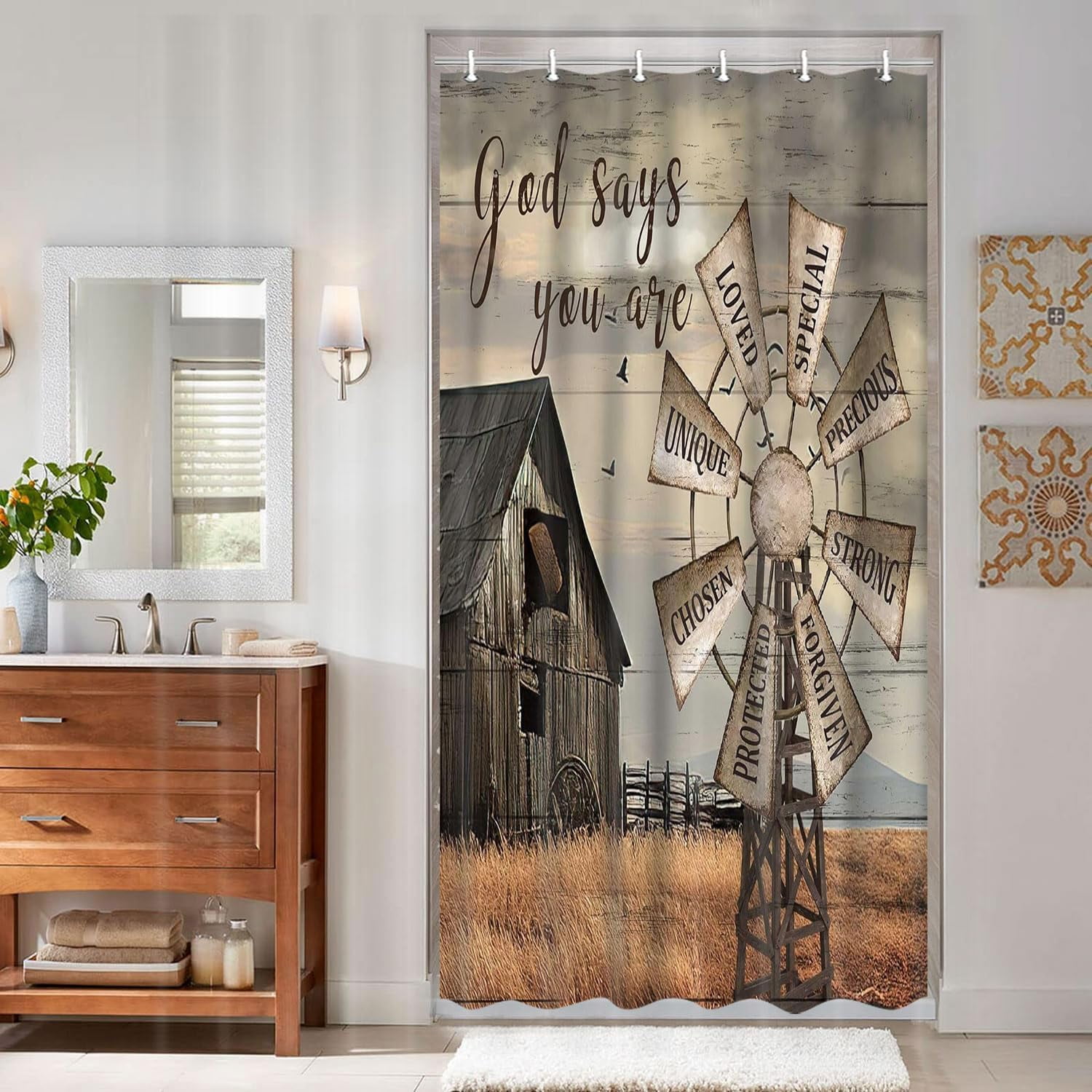 Retro Inspirational Quotes Vintage Shower Curtain Sets for Bathroom ...