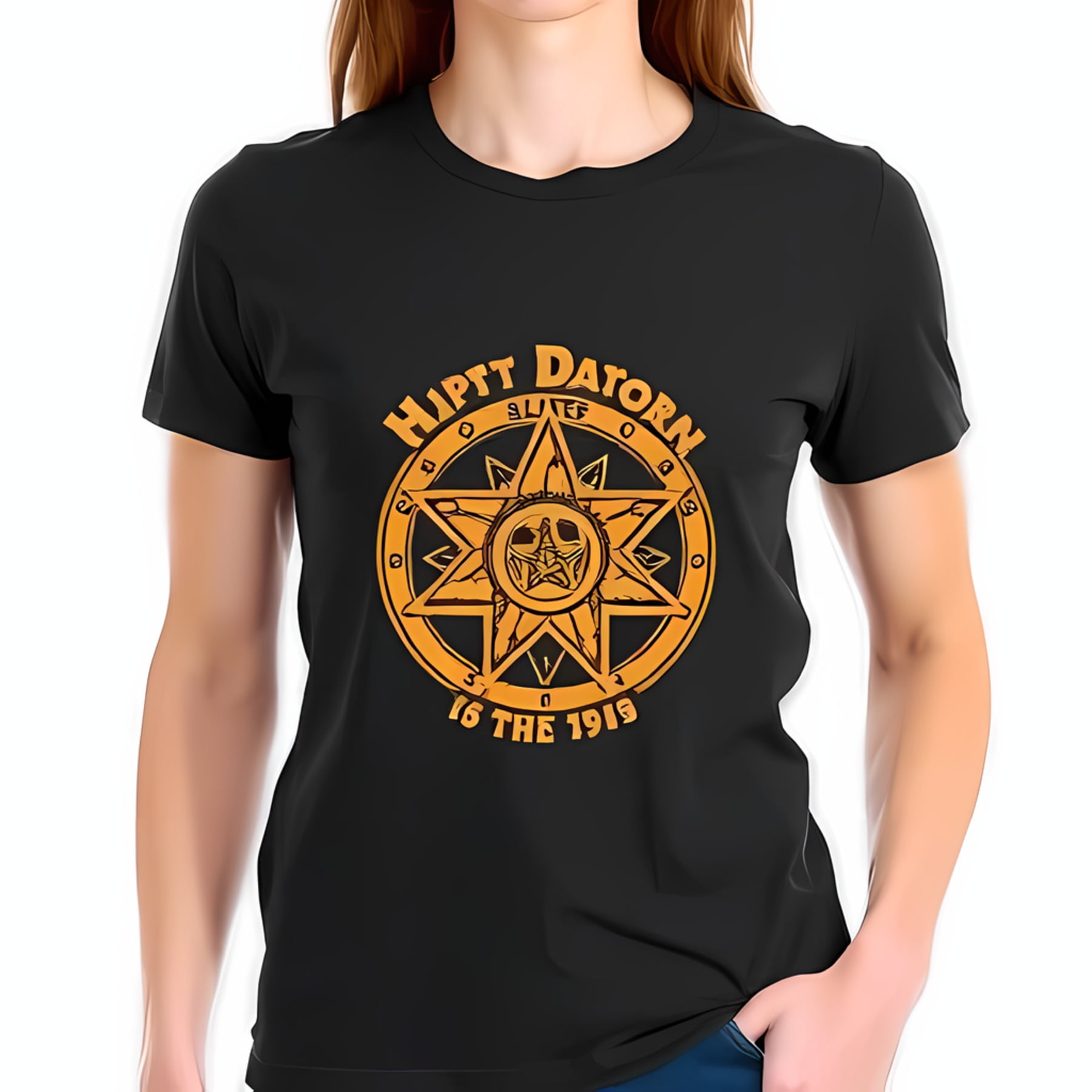 Retro Inspired Cotton Short Sleeve T-Shirt with Circular Star Design ...