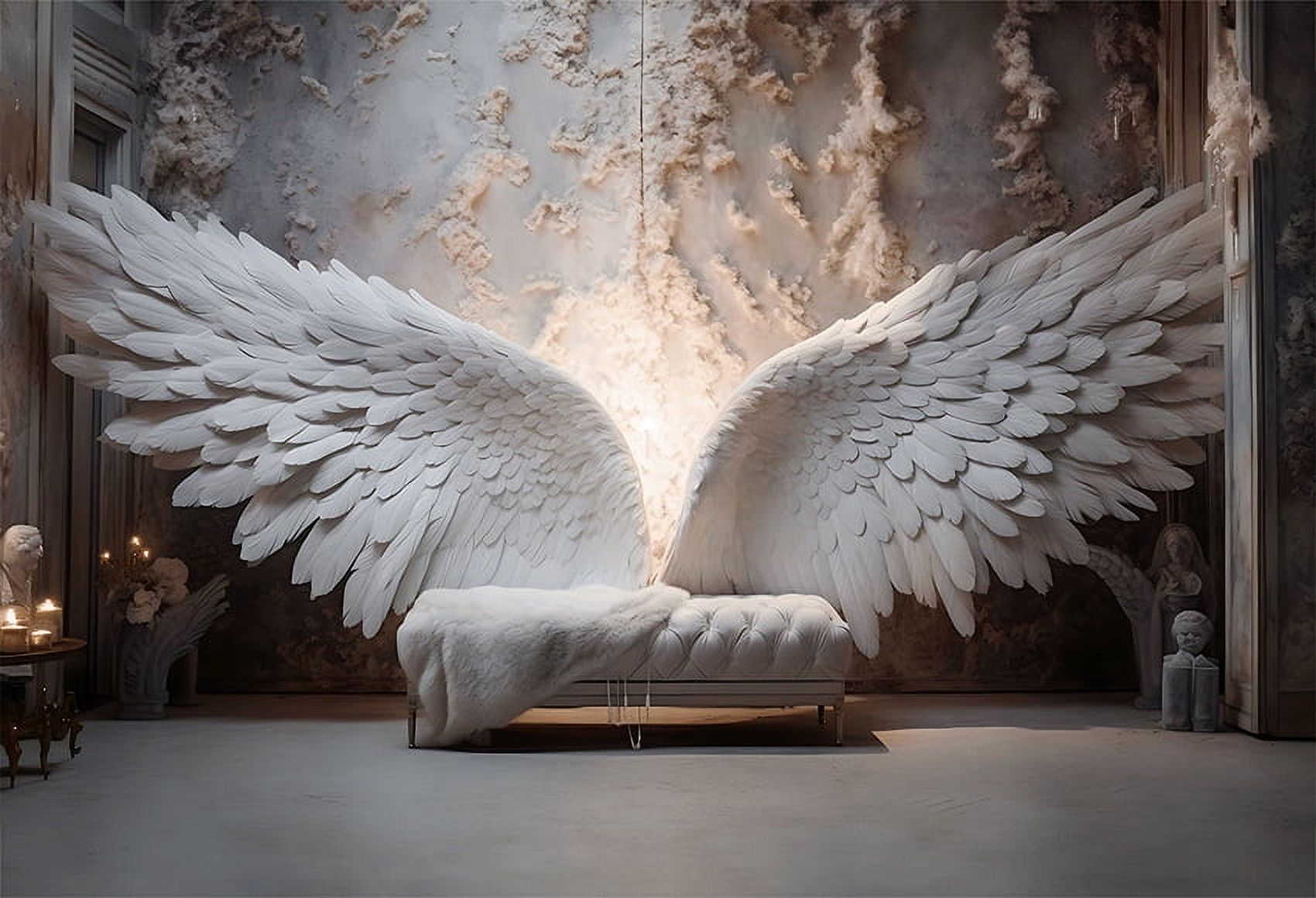 Retro Interior Angel Wings Adult Birthday Wedding Maternity Portrait r ...