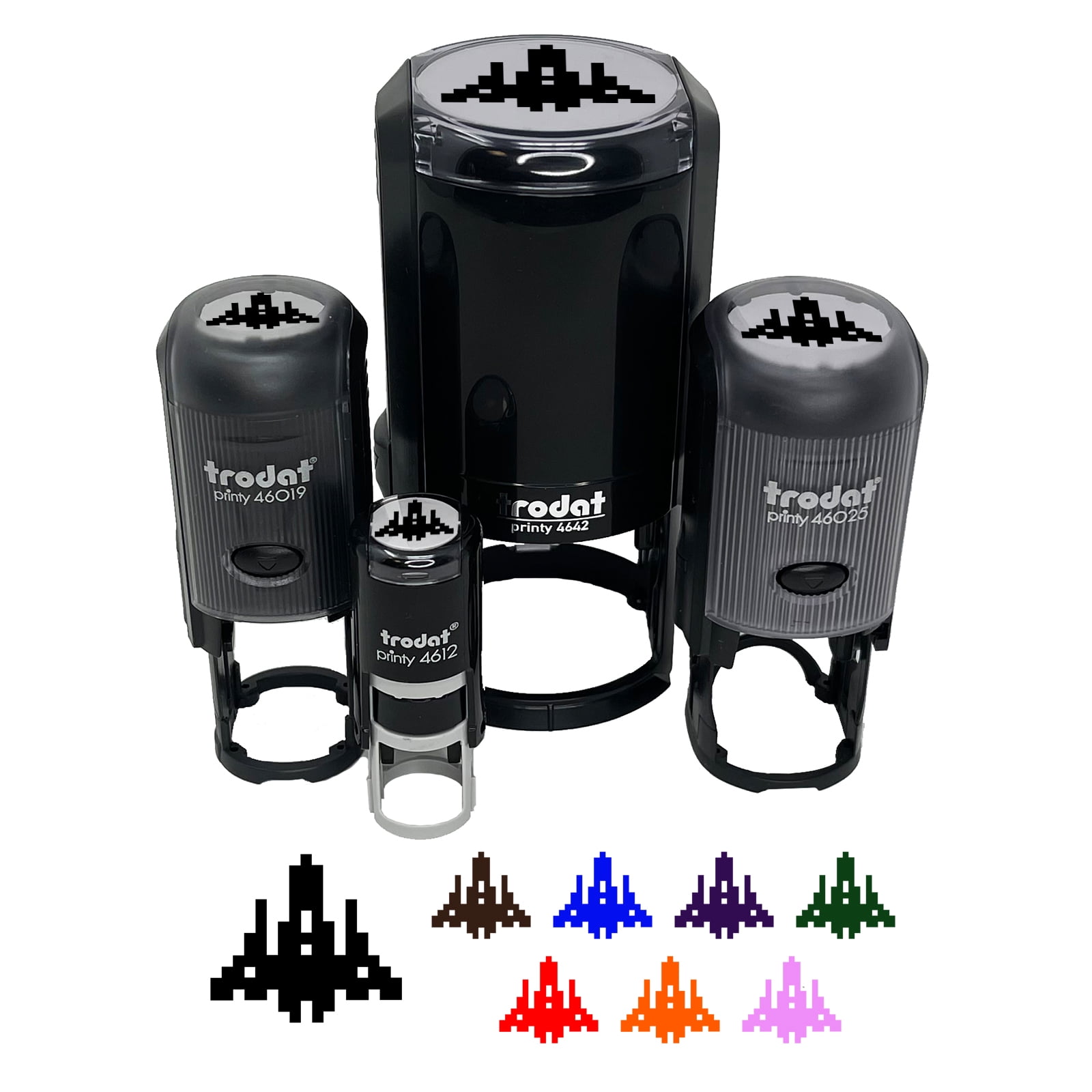 Retro Invaders from Space Rocket Ship Self-Inking Rubber Stamp Ink ...