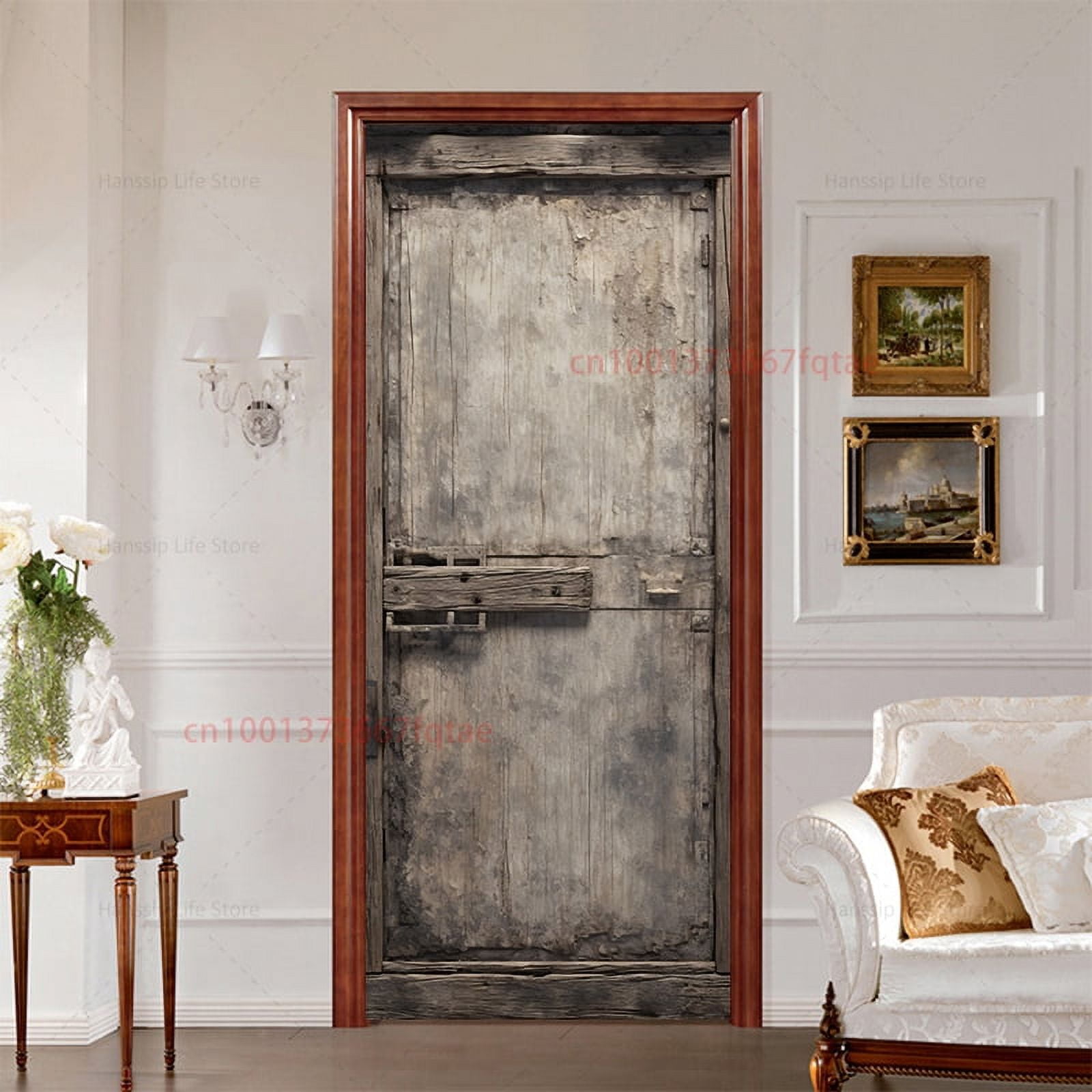 Retro Iron Steel Design Door Wrap Sticker Vintage Rust Steel Iron Gate ...
