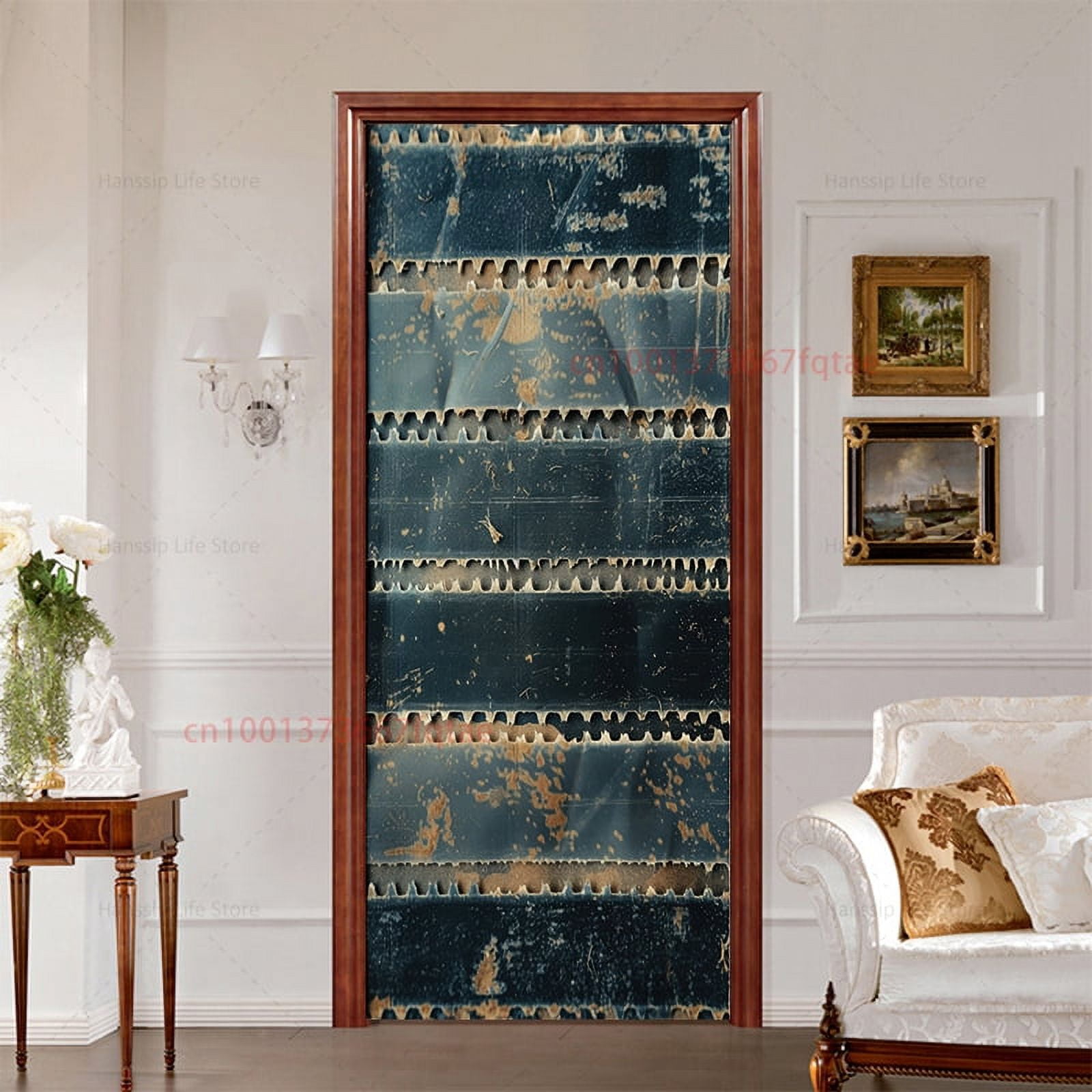 Retro Iron Steel Design Door Wrap Sticker Vintage Rust Steel Iron Gate ...