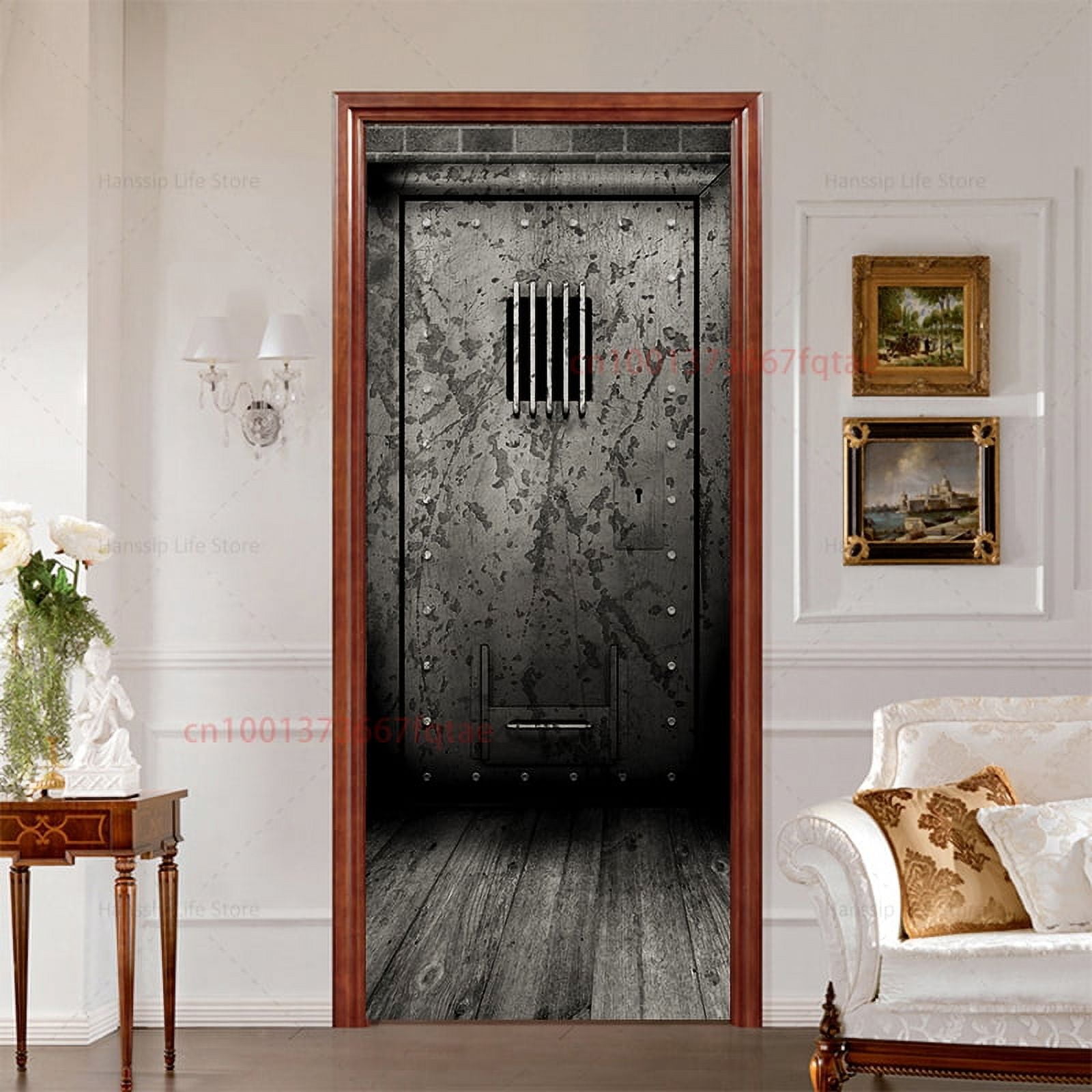 Retro Iron Steel Design Door Wrap Sticker Vintage Rust Steel Iron Gate ...