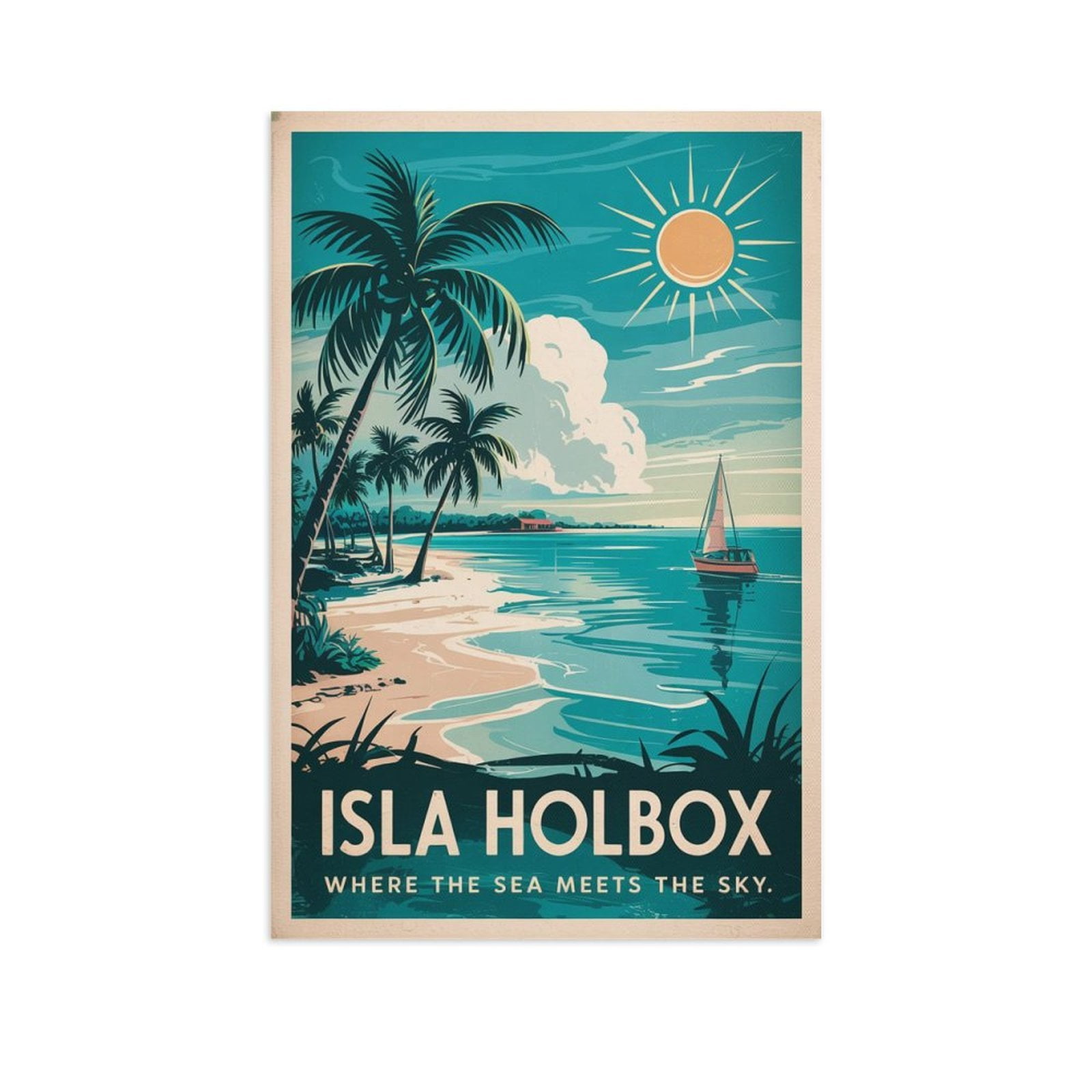 Retro Isla Holbox Poster Vintage Mexican Tourism Art for Walls Canvas ...