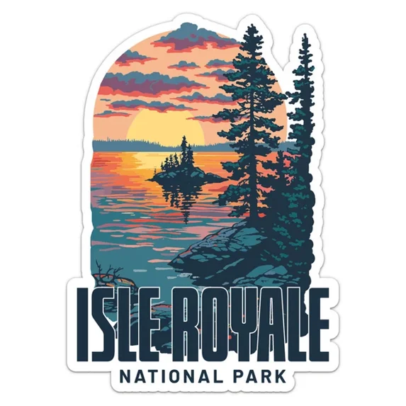 Retro Isle Royale National Park Sticker Phone Decal Water Bottle ...