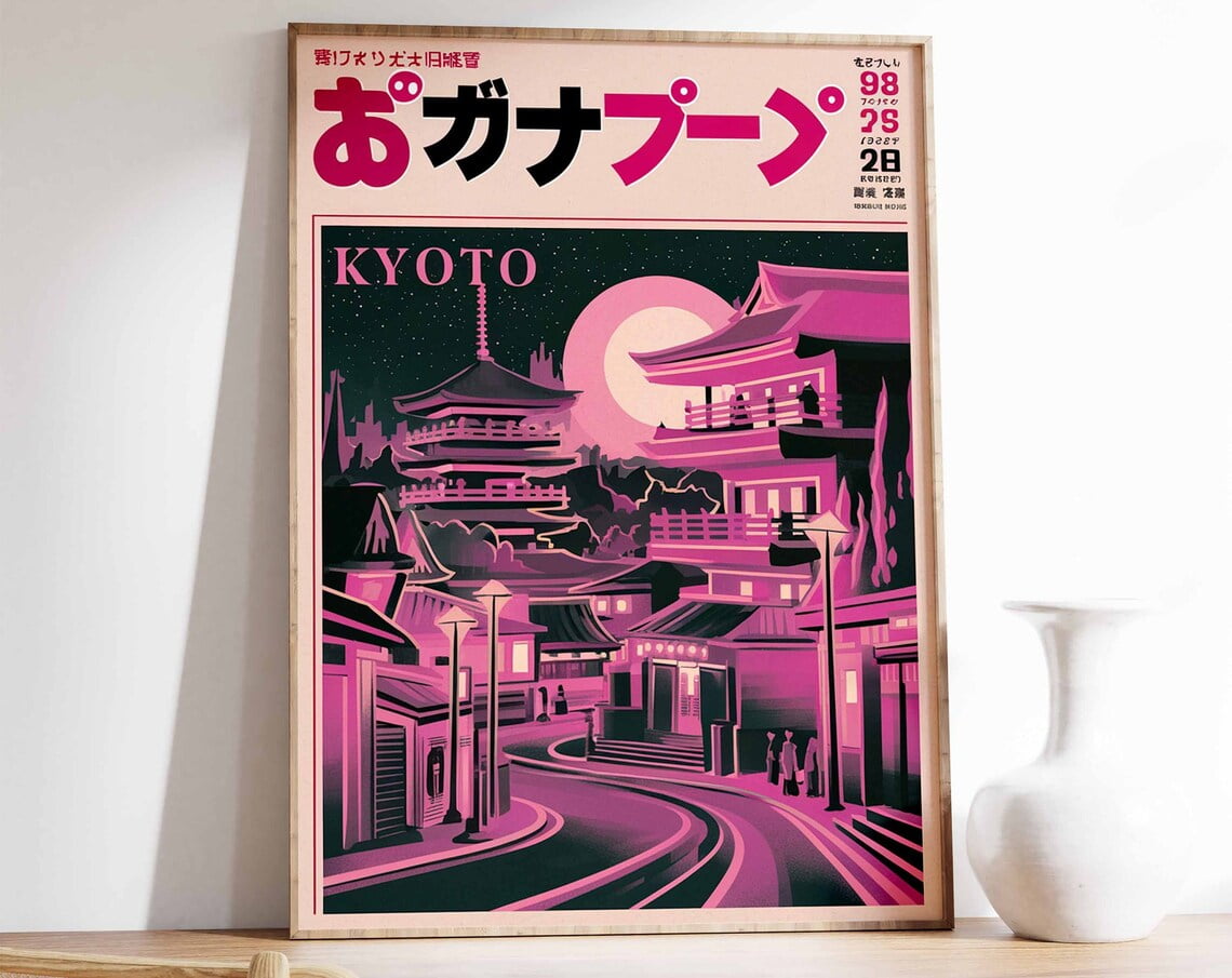 Retro Japanese Poster, Japanese Kyoto Print, Botanical Decor, Japanese ...