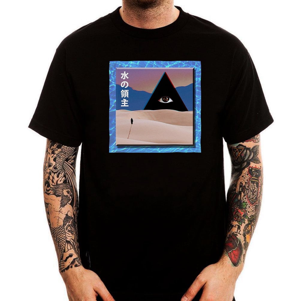 Retro Japanese Pyramid Illuminati Art Vaporwave Men's Printed Cotton T ...
