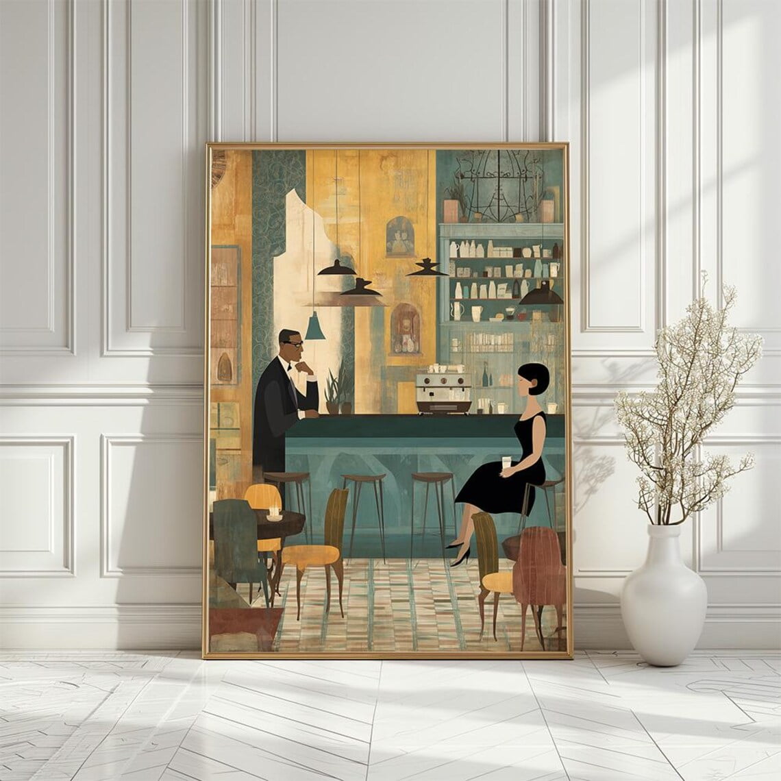 Retro Jazz Cafe Poster: 1920s Woman in Bar Counter, Size 16x24 ...