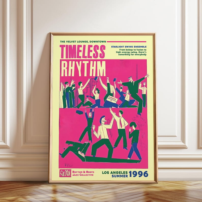 Retro Jazz Poster - 1996 Los Angeles Jazz Music Festival Wall Art ...