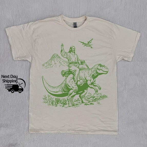 Retro Jesus Riding On A Dinosaur Funny Christ 90s Graphic Shirt, Shirt ...