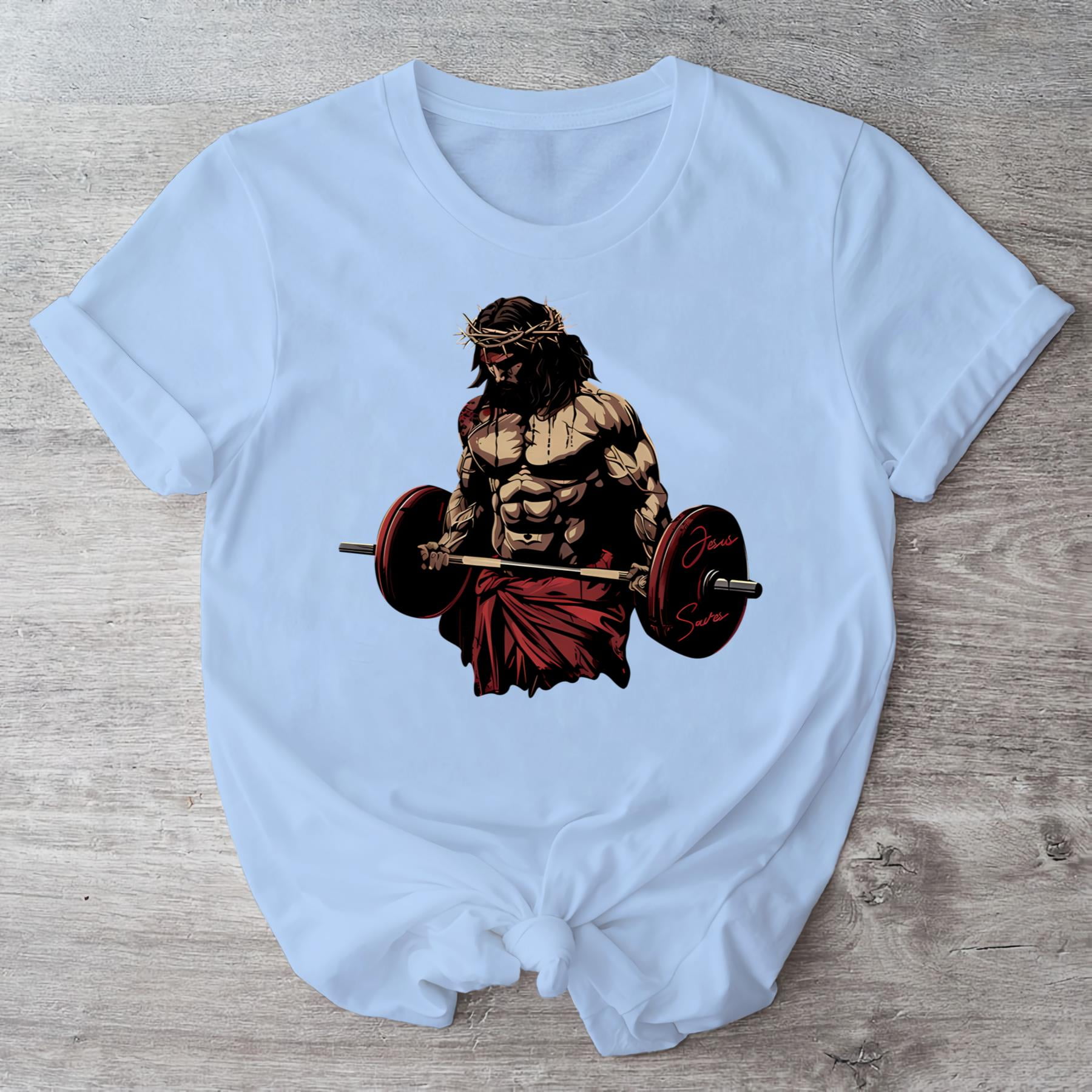 Retro Jesus The Ultimate Deadlifter Christian Gym Workout Jesus T-Shirt ...