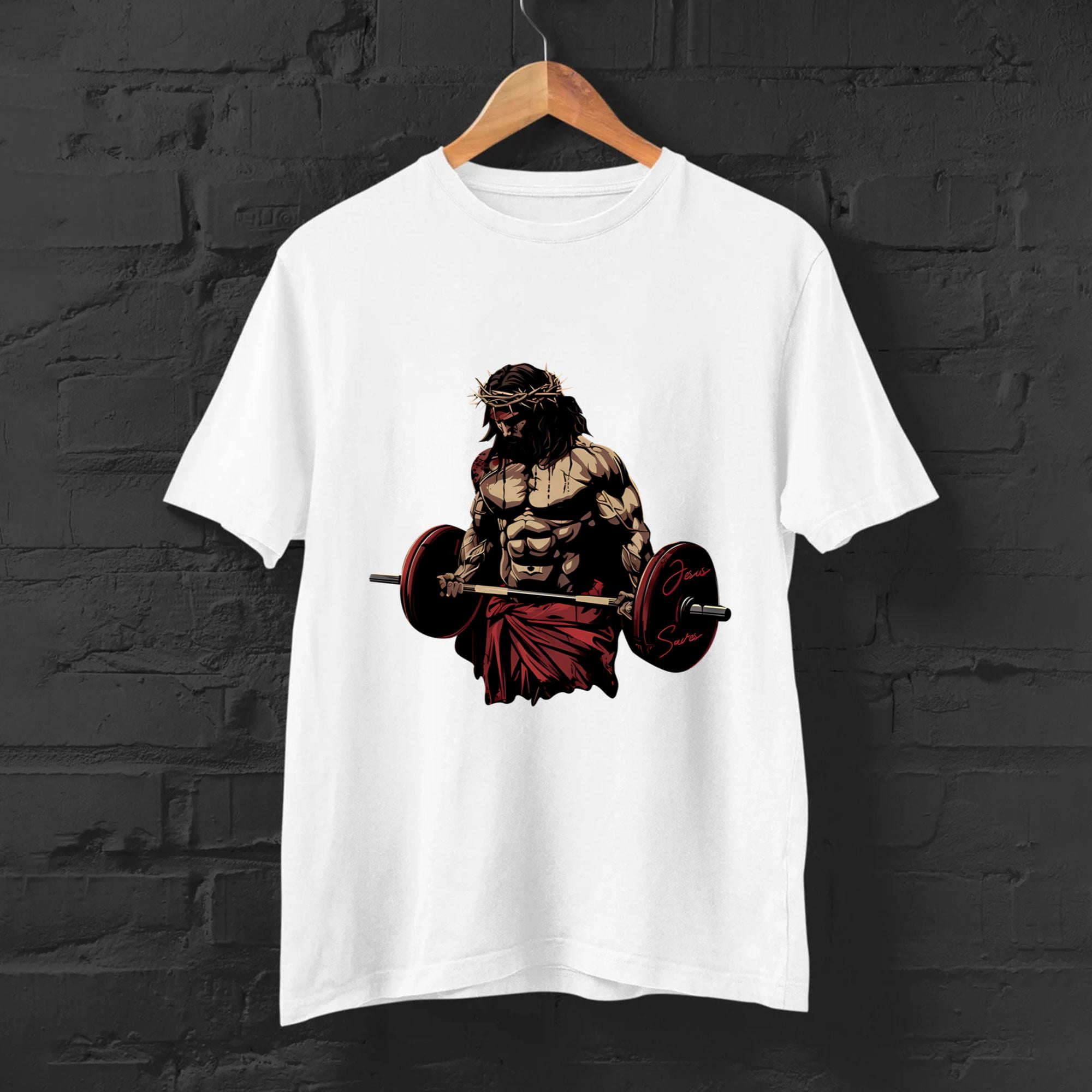 Retro Jesus The Ultimate Deadlifter Christian Gym Workout Jesus T-Shirt ...